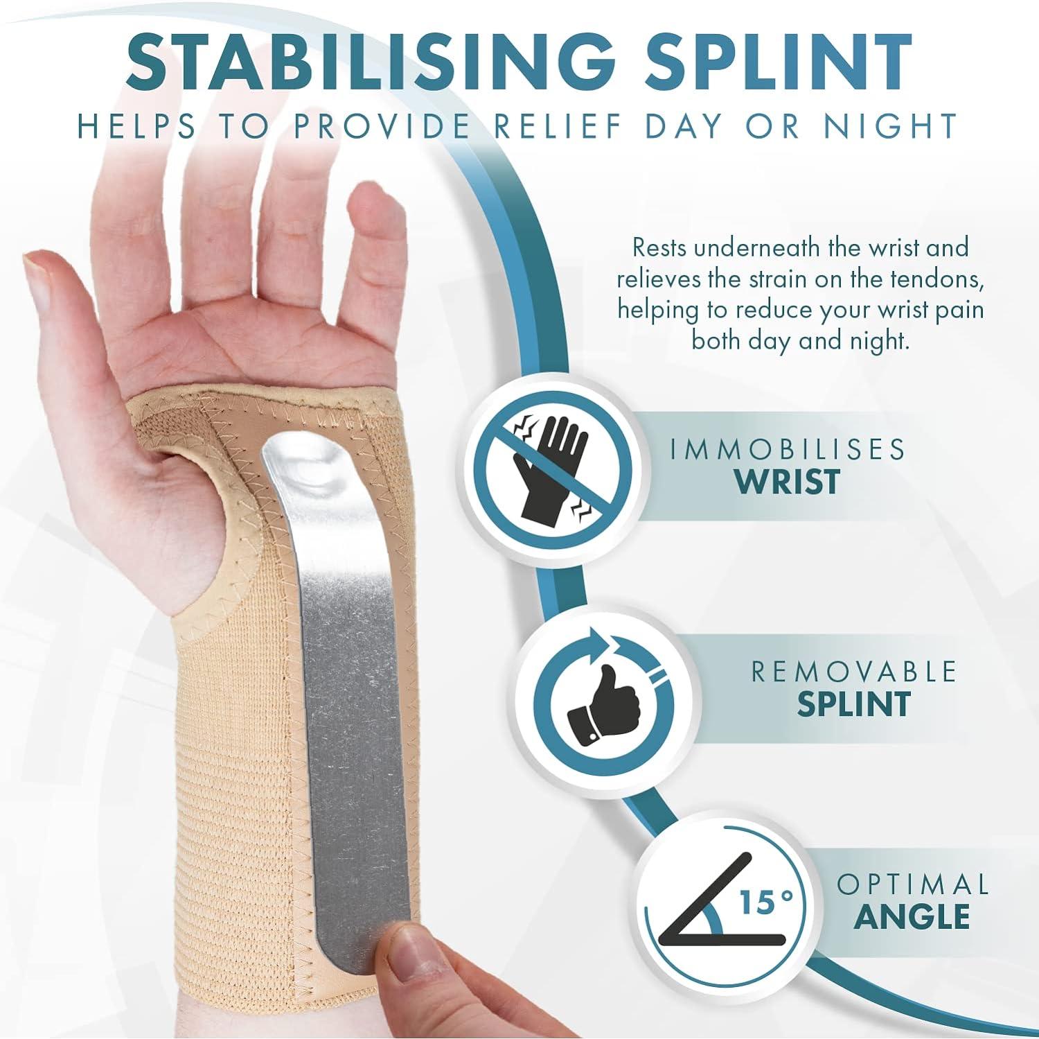 Actesso Tri-Weave Wrist Support Splint Brace - XL Beige Left Hand ...
