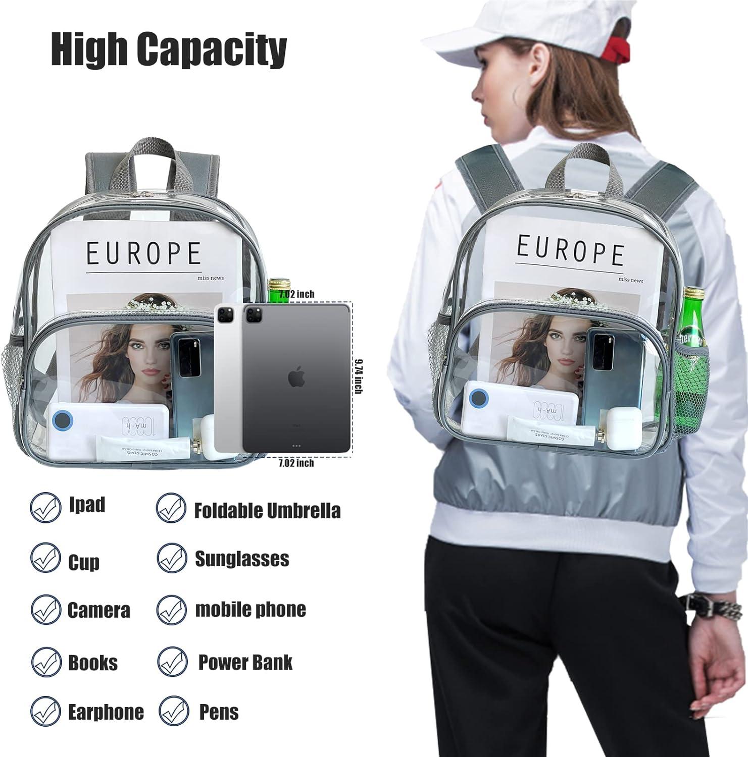 Clear Stadium Approved Mini Backpack 12x12x6 - Heavy Duty PVC Plastic ...