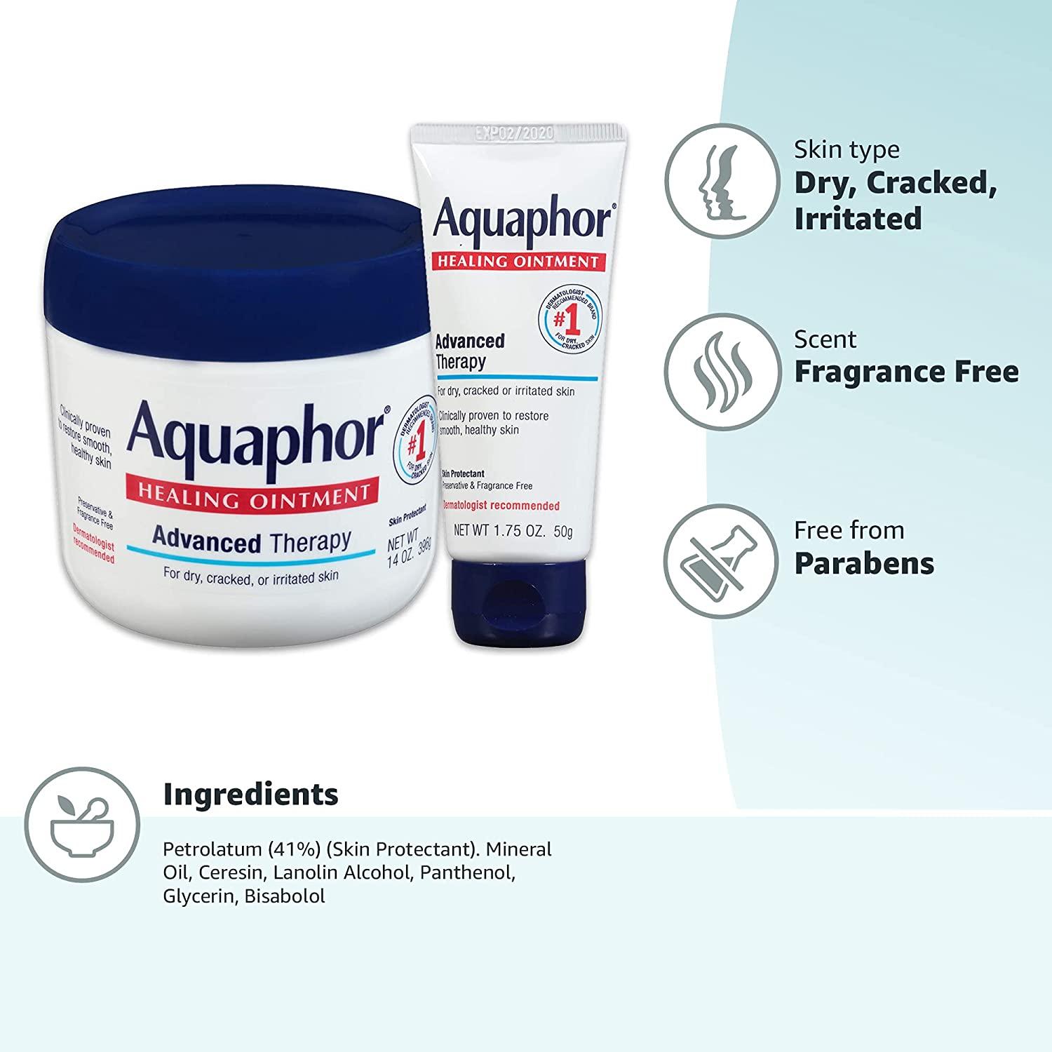 Aquaphor Healing Ointment Variety Pack - Moisturizing Skin Protectant for Dry Cracked Hands ...