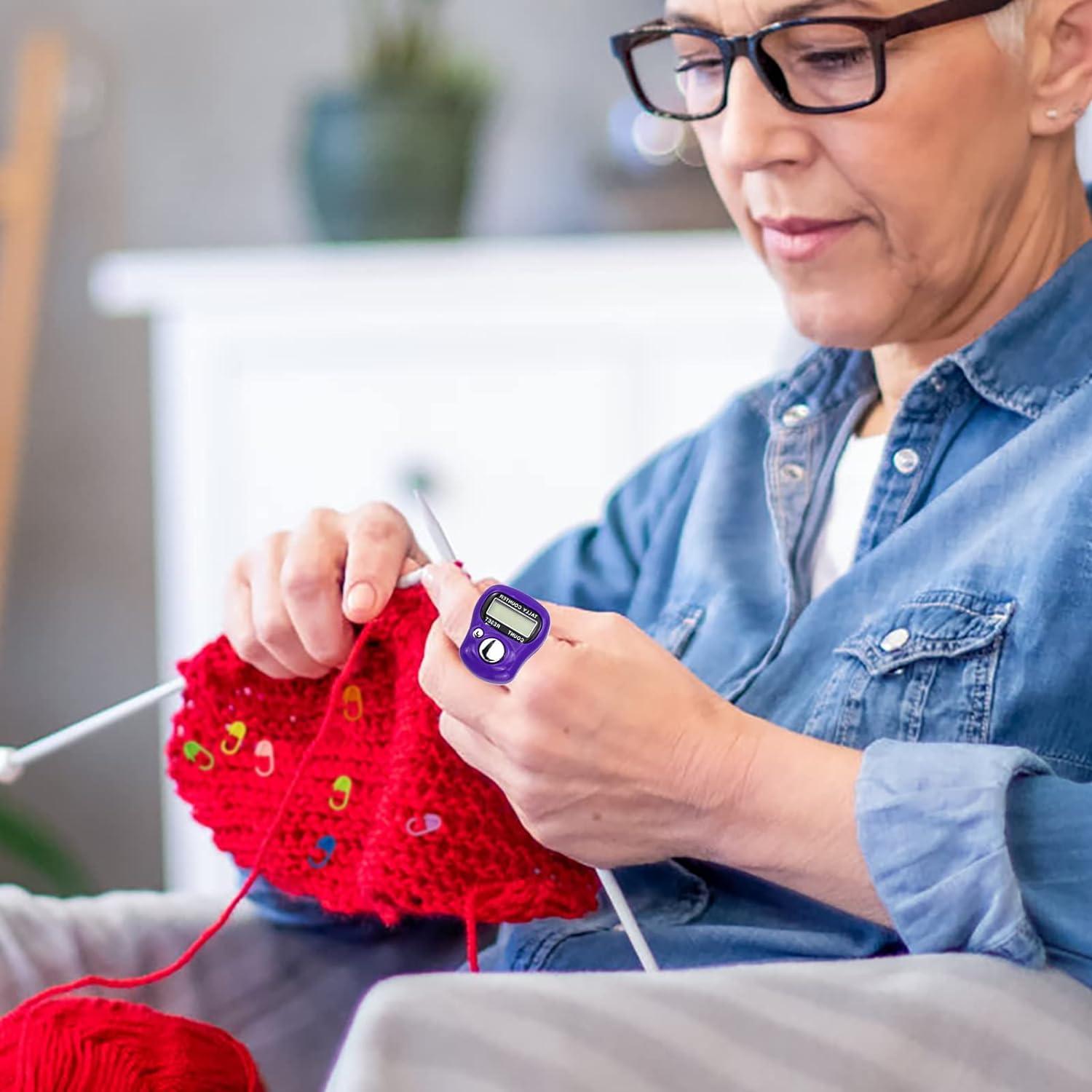 LAMXD Knit Counter with 20 Stitch Markers - Finger Digital Row Counter ...