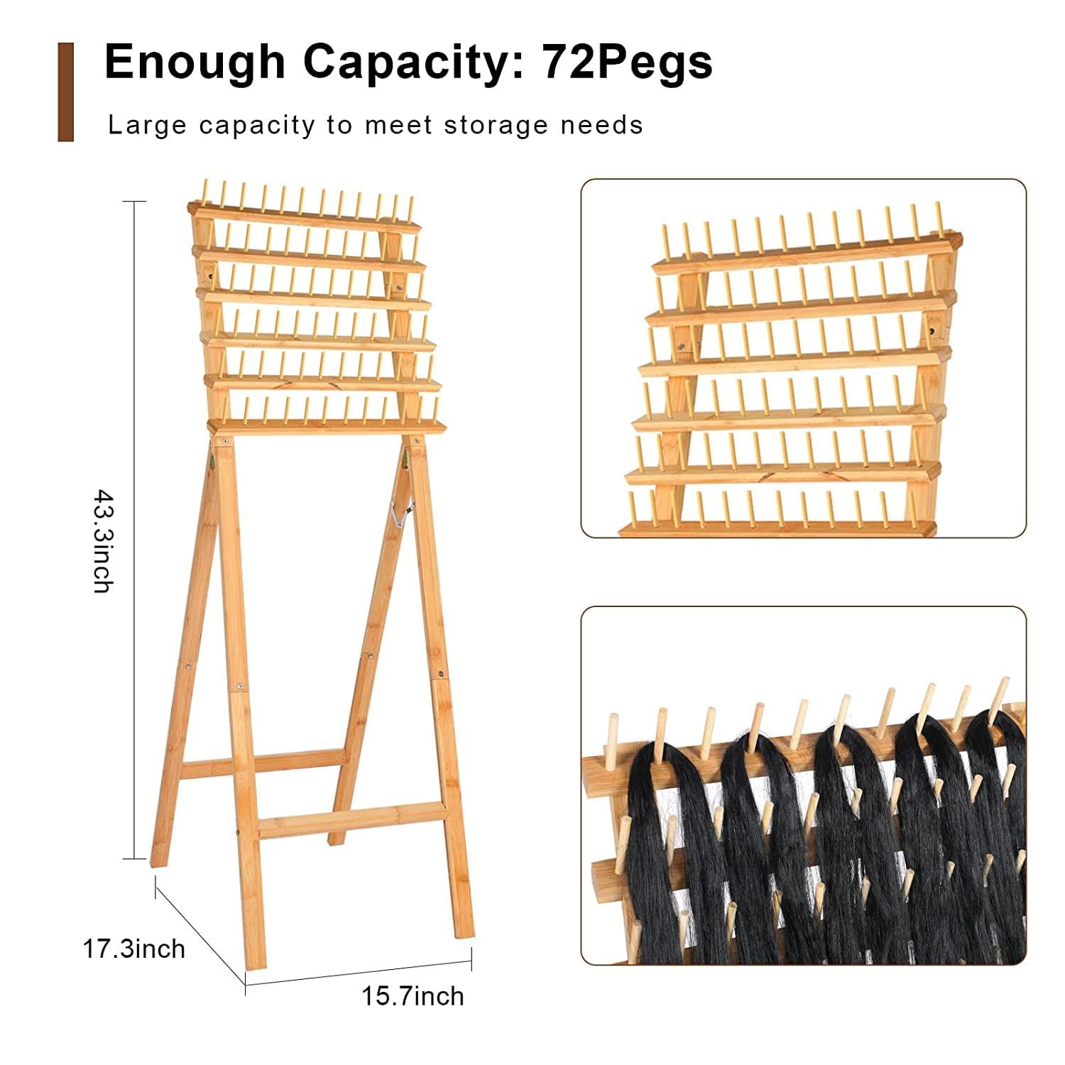 LIVSMON Bamboo Hair Braiding Rack - 72 Pegs Hair Separator Holder for ...