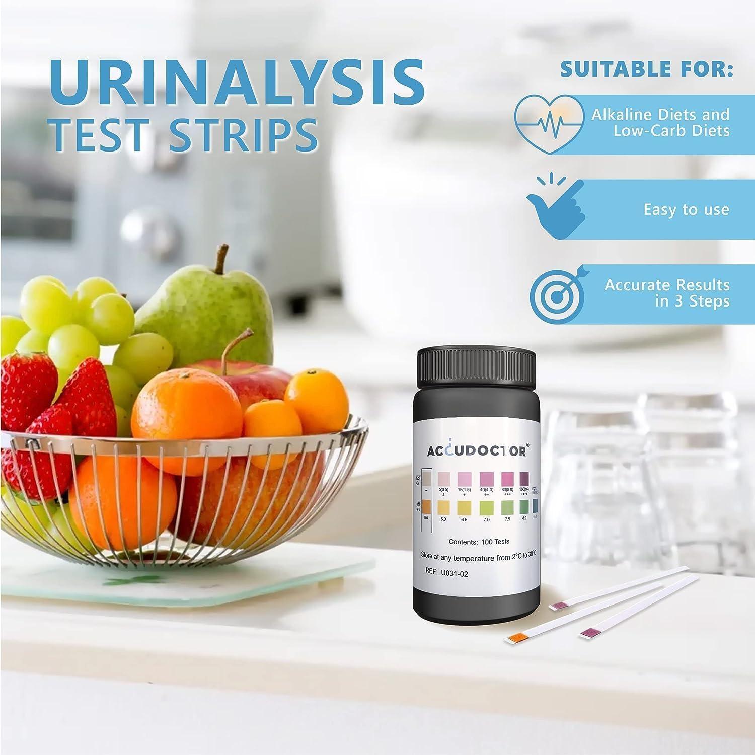 100 Accudoctor Urine Test Strips for Ketones & pH | Quick Urine ...