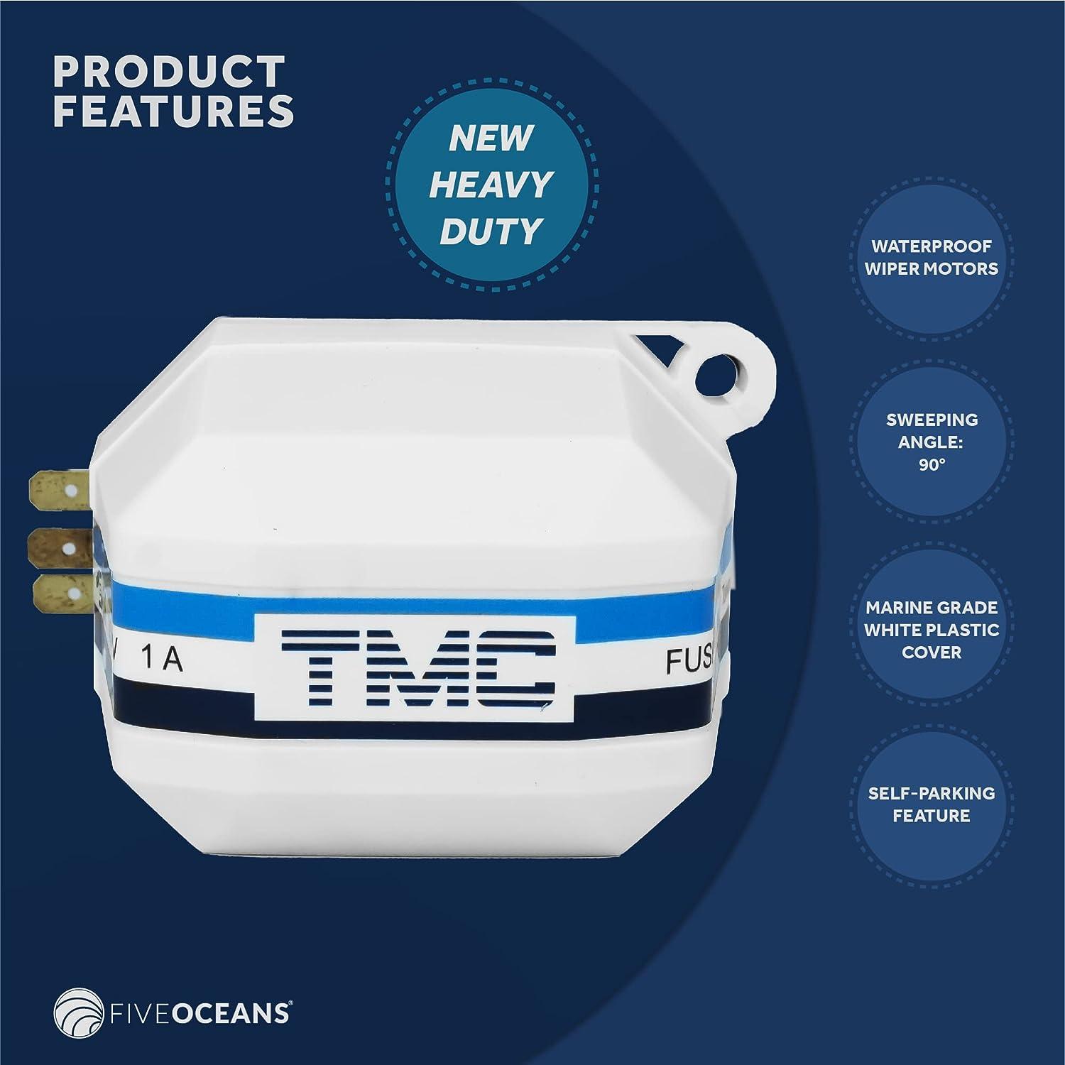 Five Oceans FO745 Marine Windshield Wiper Motor 12V Heavy Duty Self ...