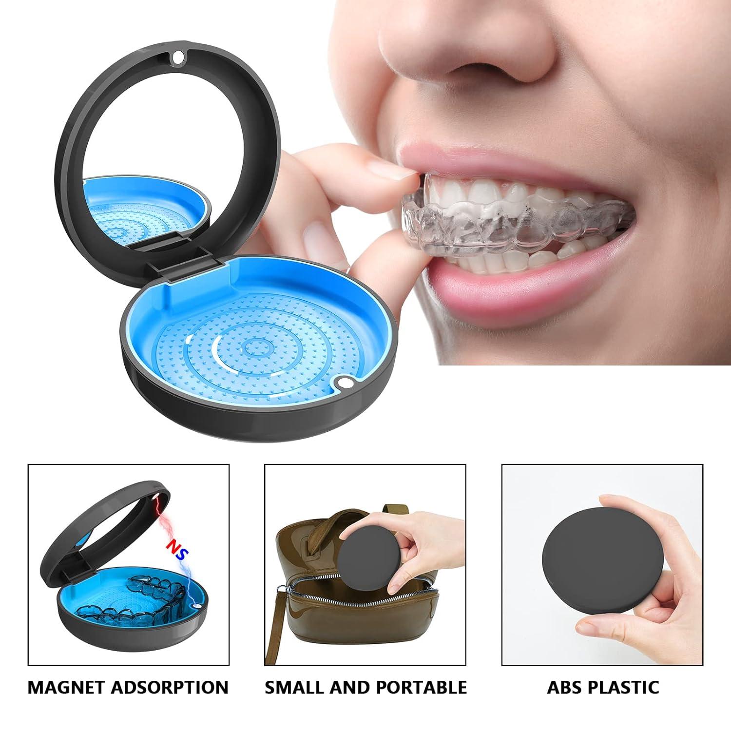Orthodontic Retainer Case - Black with Mirror | Retainer Storage ...