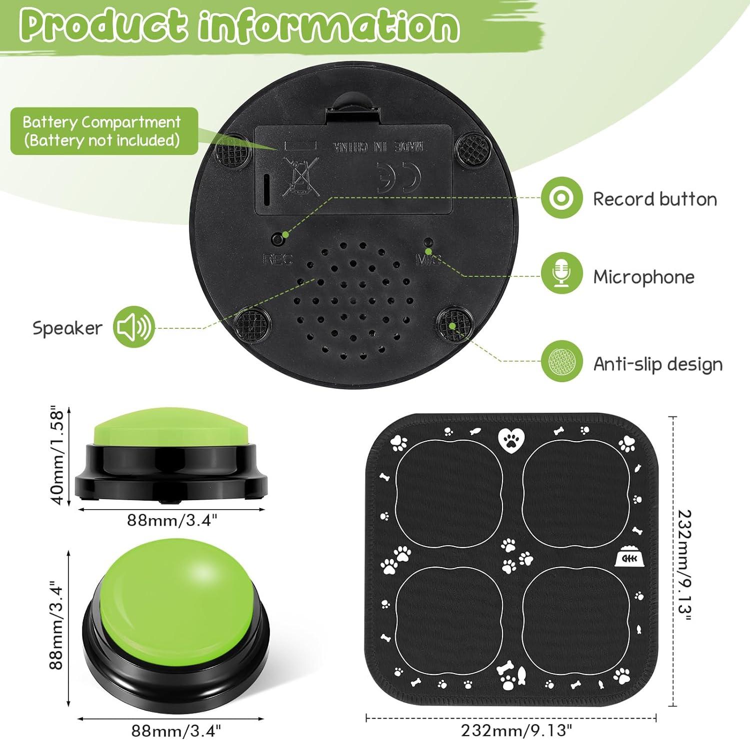 Reaque Dog Training Buzzer Set - 4 Recording Function Sound Buttons ...