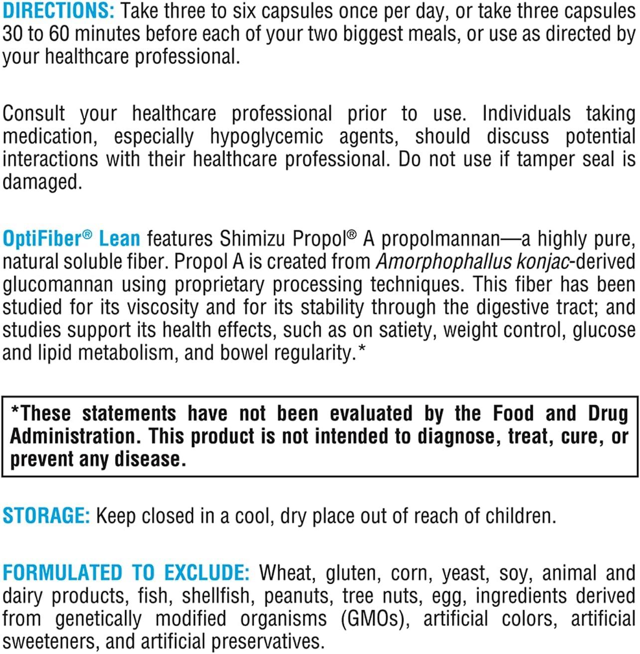 XYMOGEN OptiFiber Lean: 100% Natural Propolmannan Fiber Capsules for Satiety, Cholesterol ...