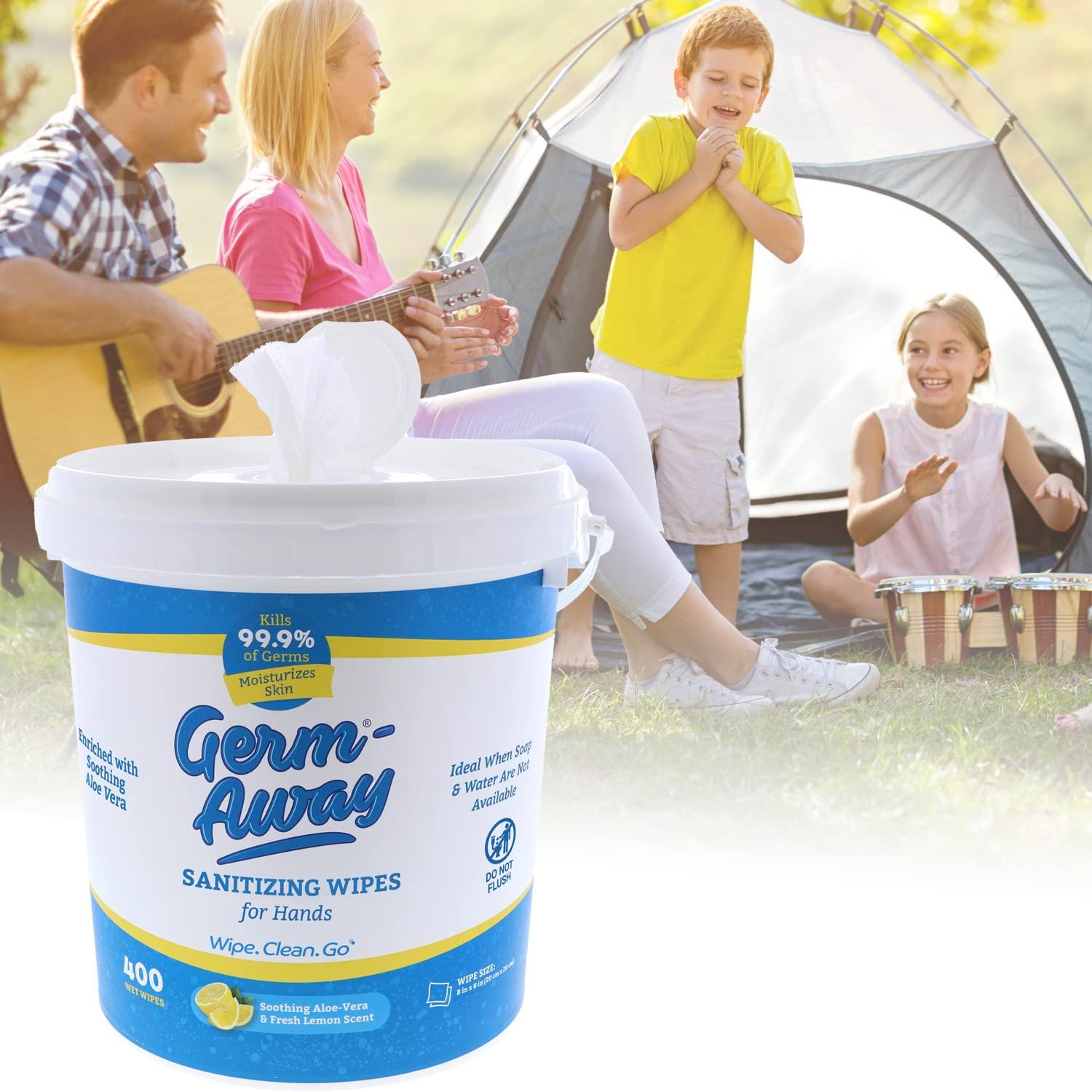 Germ-Away Antibacterial Hand Wipes | Compostable Cloth Bucket | Lemon ...