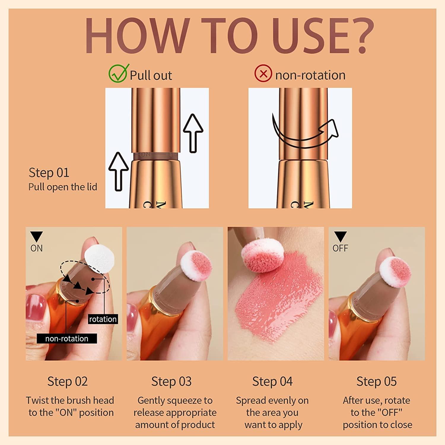 3-Piece Contour Beauty Wand Set with Cushion Applicator - Long Lasting ...
