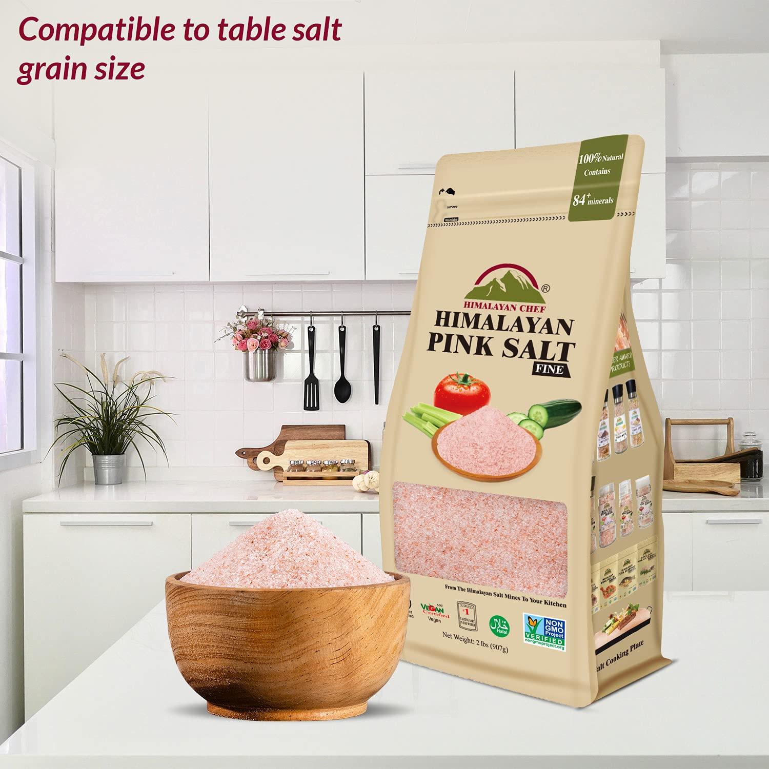 Himalayan Chef Fine Himalayan Pink Salt Bag 2 LBS - Pure & Natural Salt with Incredible Taste ...