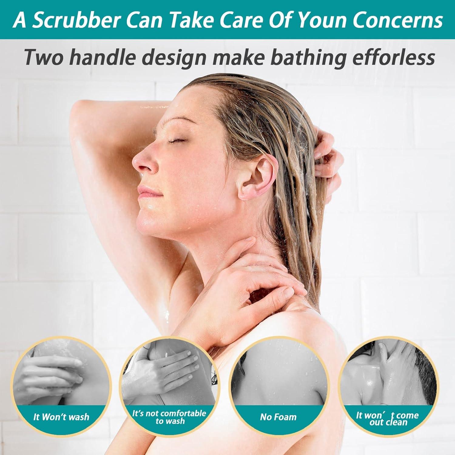 4 Pack Exfoliating Body Scrubber with Handles - Nylon Exfoliating Cloth ...