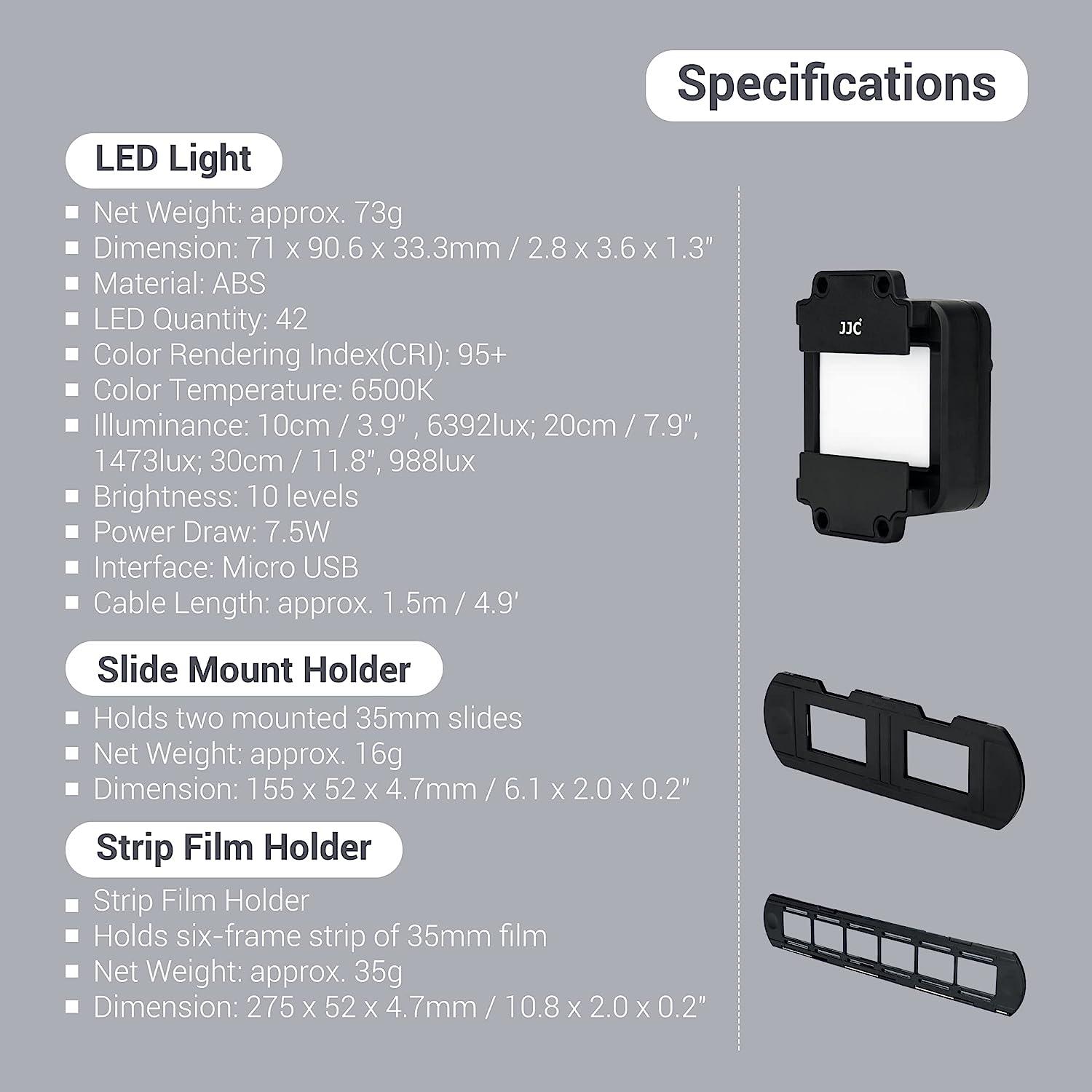 JJC Photo Slide and Film Digitizing LED Light Kit | 10-Levels ...