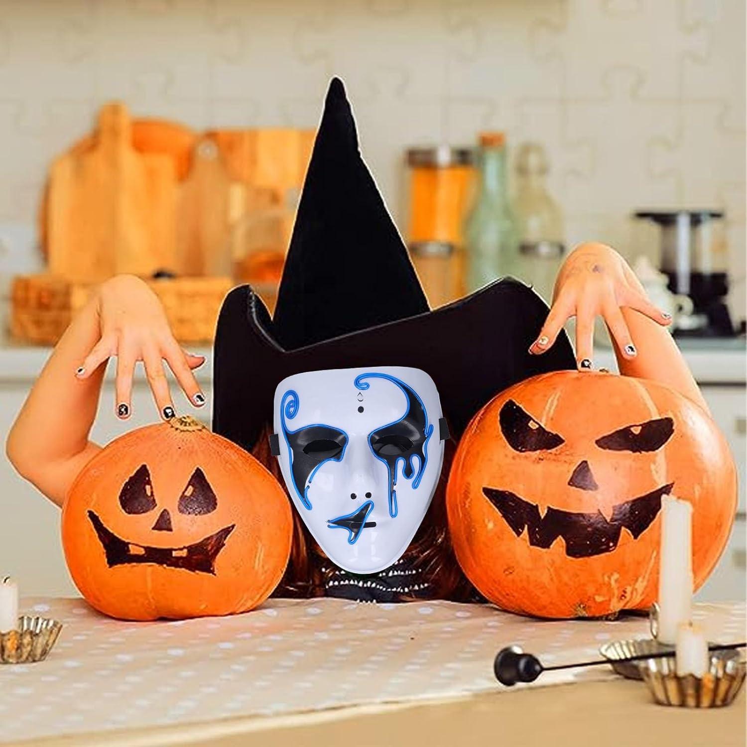 Topyond Halloween Light up Mask LED Light Face Cover EL Cold Light ...