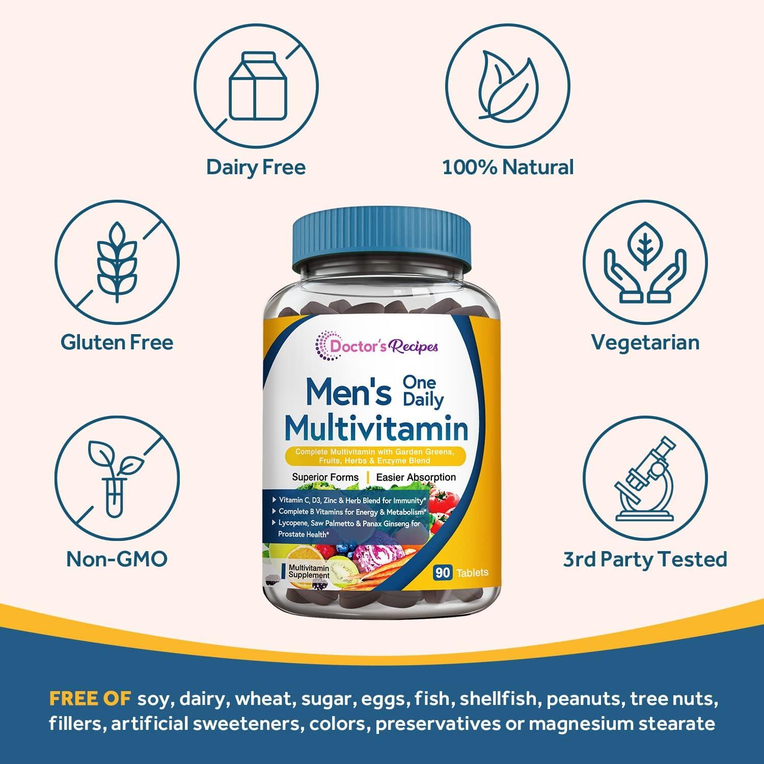 Doctor's Recipes Men's Multivitamin Supplement - Immune Boost & Energy ...