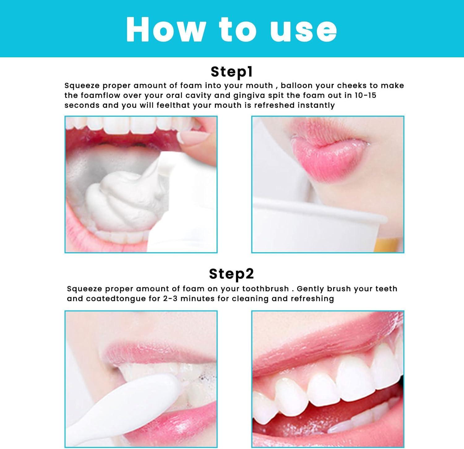 Teeth Whitening Toothpaste Mousse Foam for Bright White Teeth Stain ...