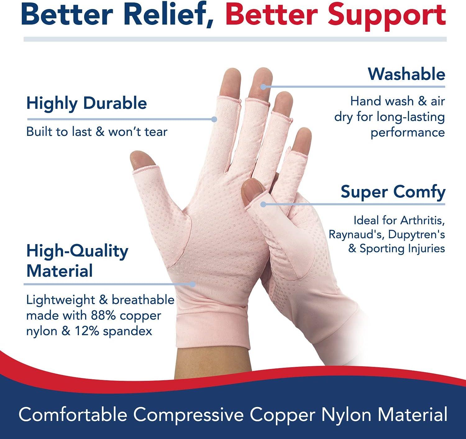 Doctor Developed Pink Copper Arthritis Gloves for Women - Compression ...