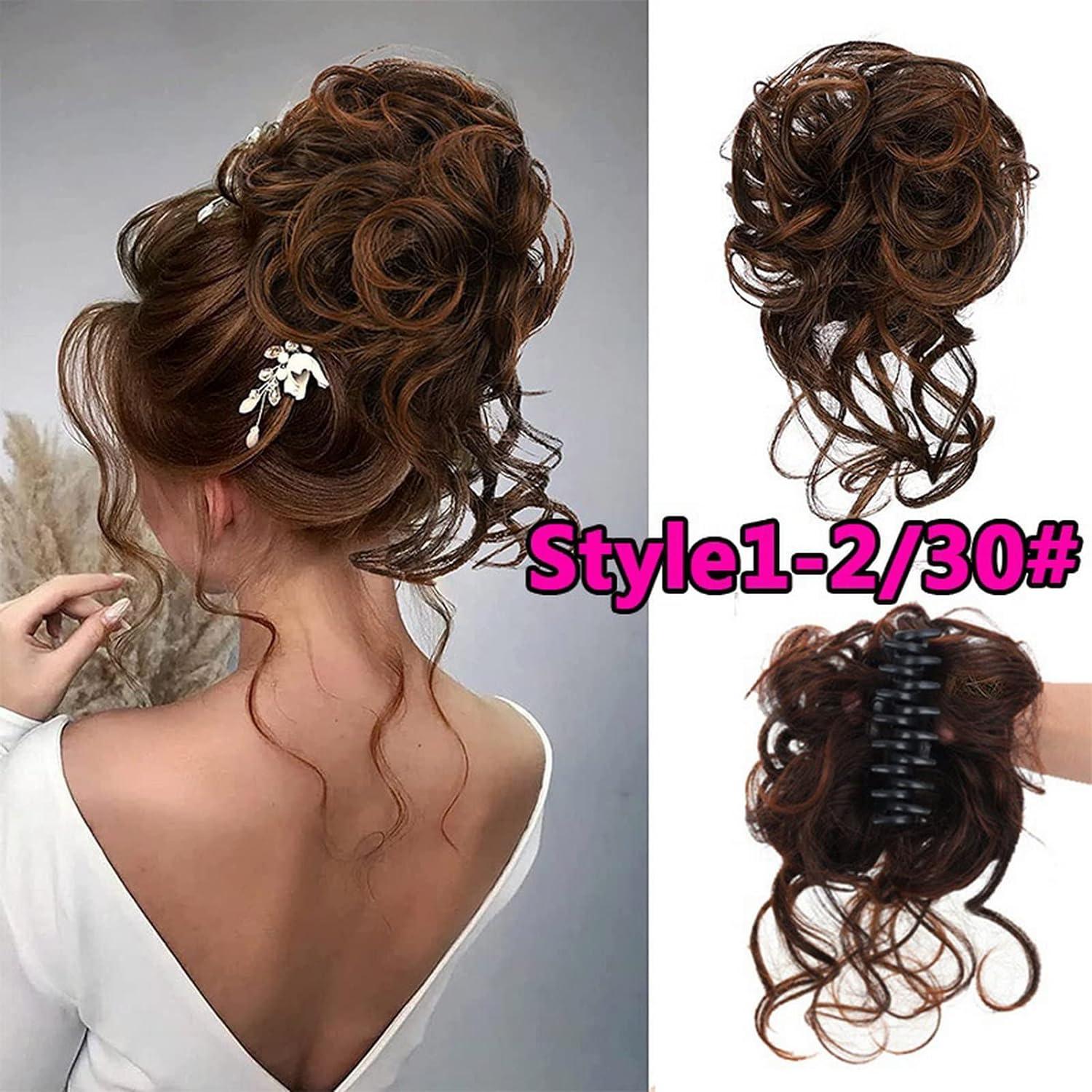 Faringoto Blonde Ponytail Extension Hair Topper Hair Bun Curly Messy ...