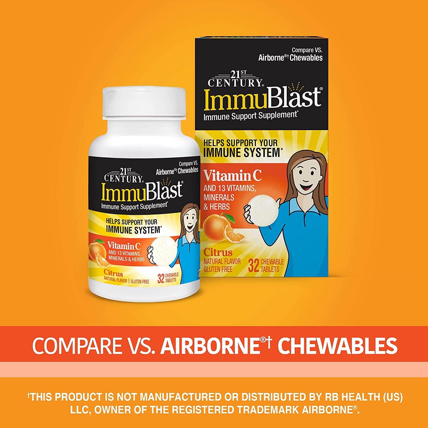 21st Century ImmuBlast Citrus - 32 Chewable Tablets for Immune Support ...