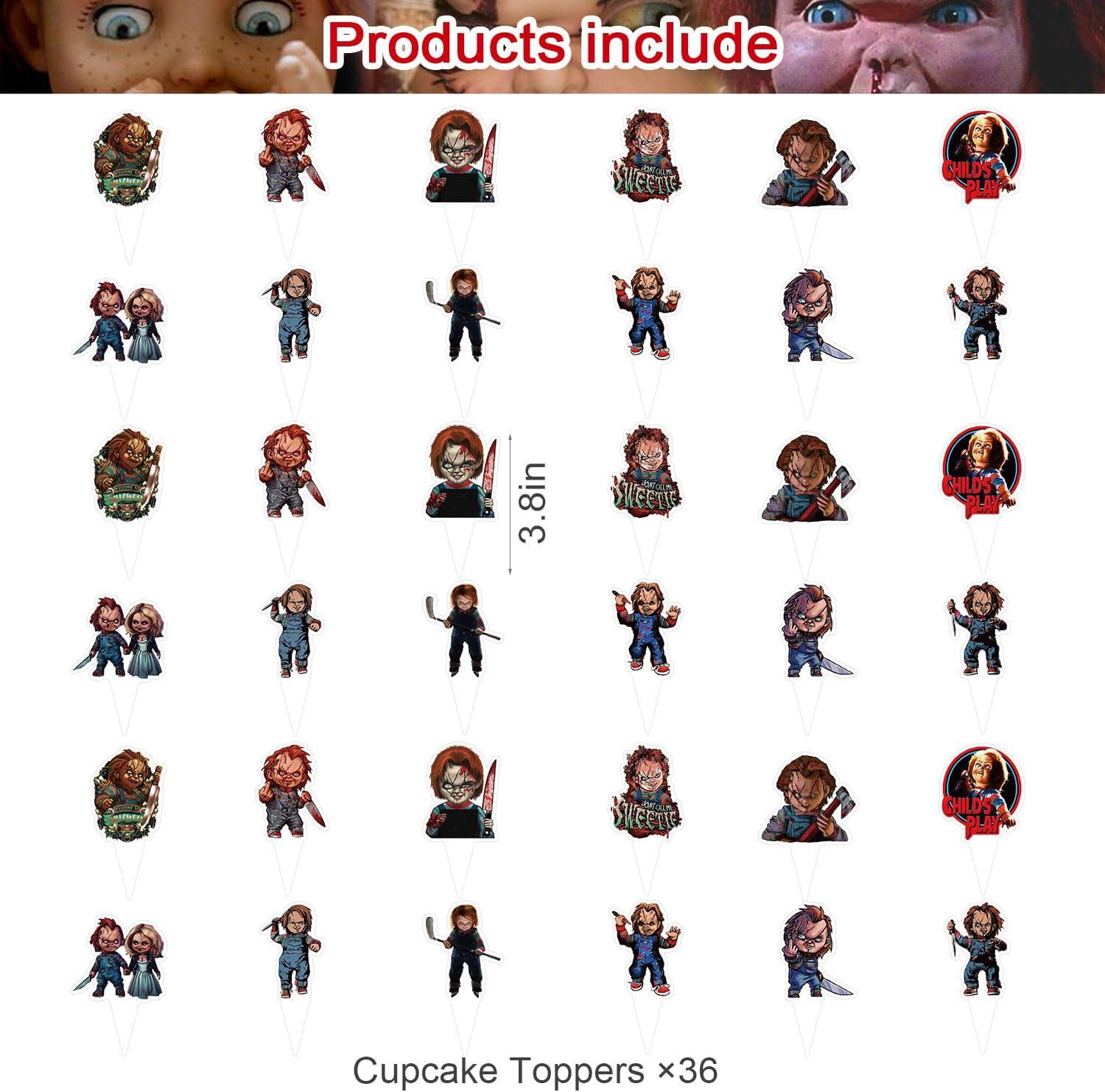 37 Pcs Chucky Cake Topper and Cupcake Toppers Set Chucky Birthday Party ...