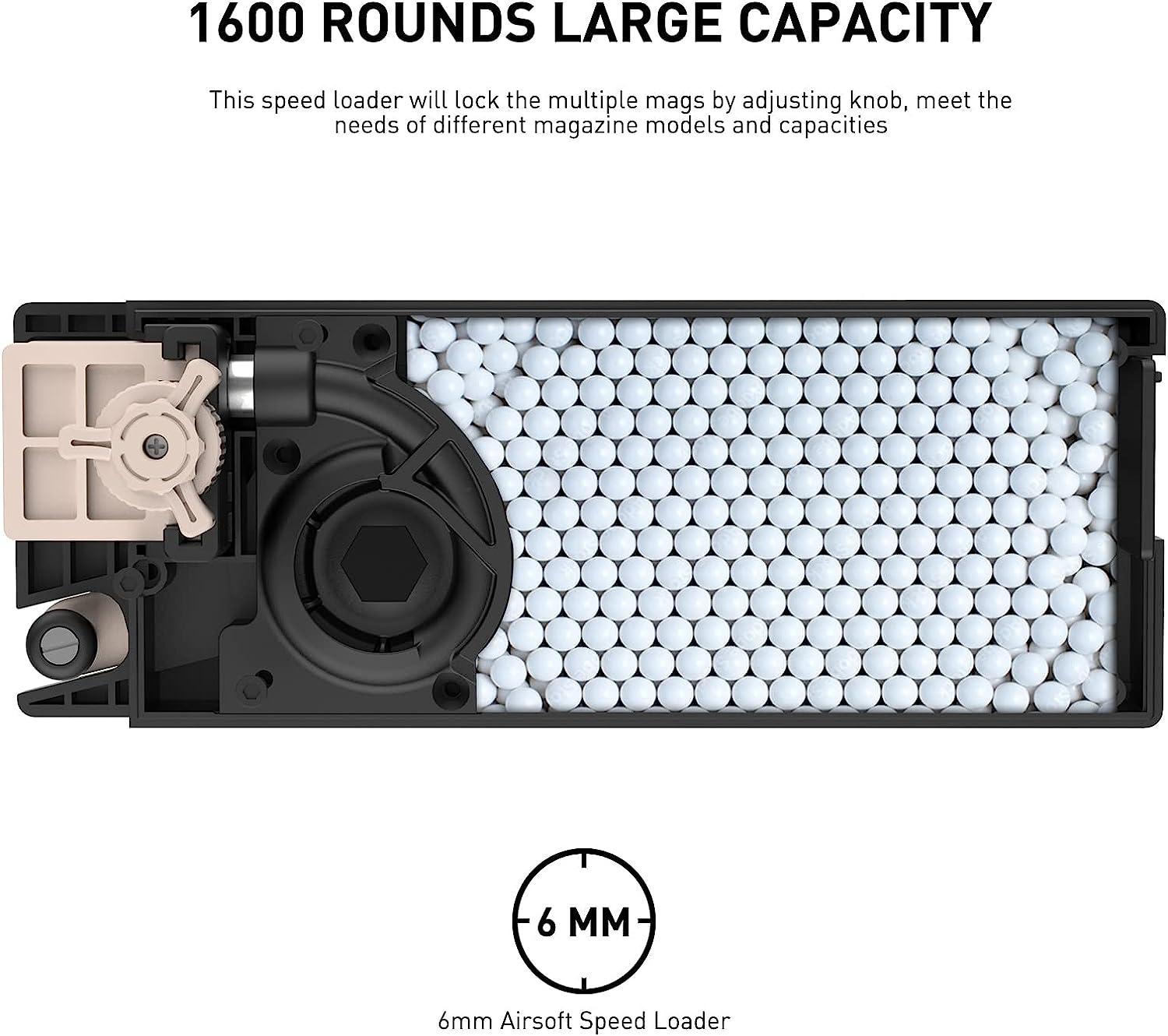 Ludex 6mm Airsoft Speed Loader - 1600 Round Capacity for M4/M16 Mid-Cap ...