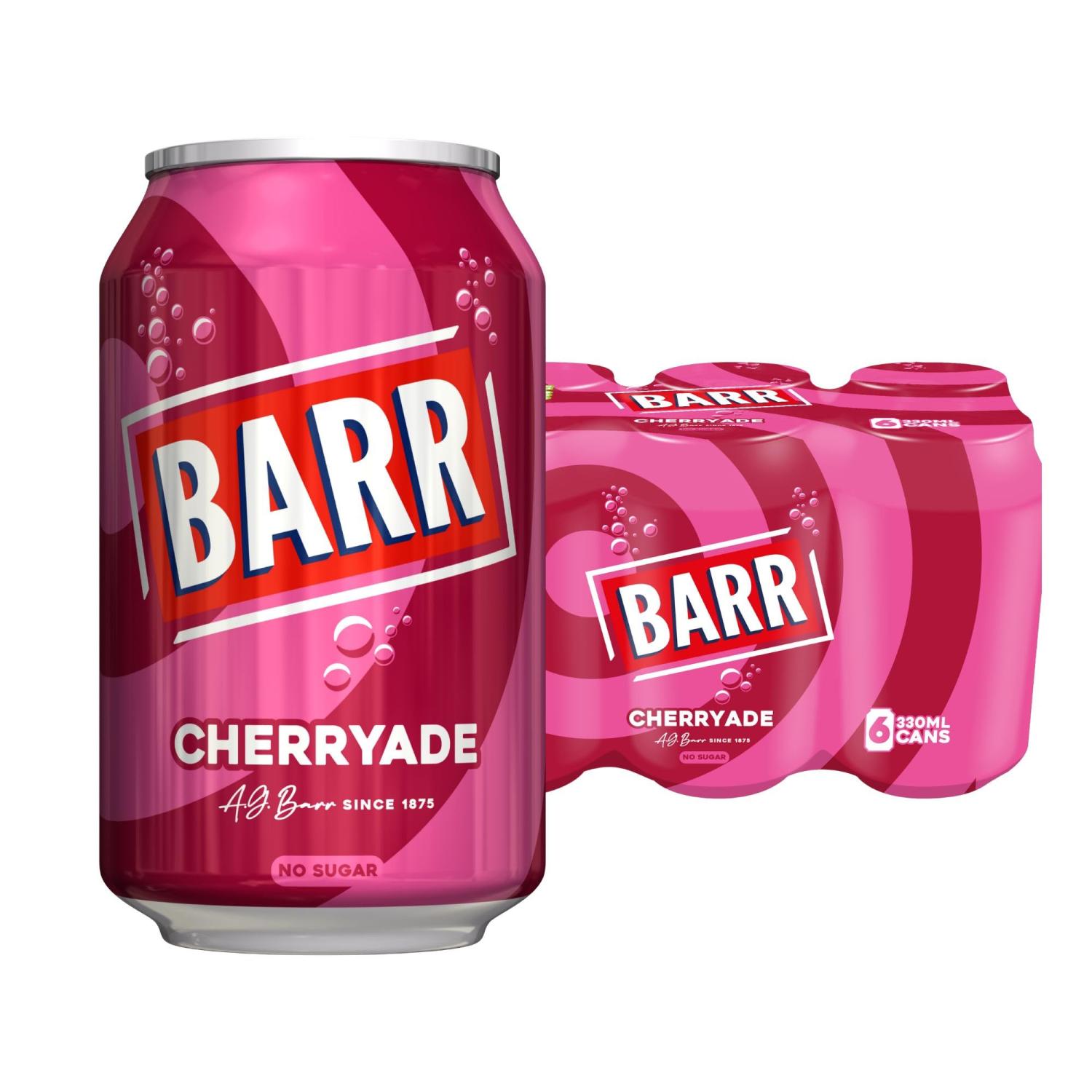 BARR Cherryade No Sugar Fizzy Drink 6 x 330ml Cans - Fizzingly Fun ...