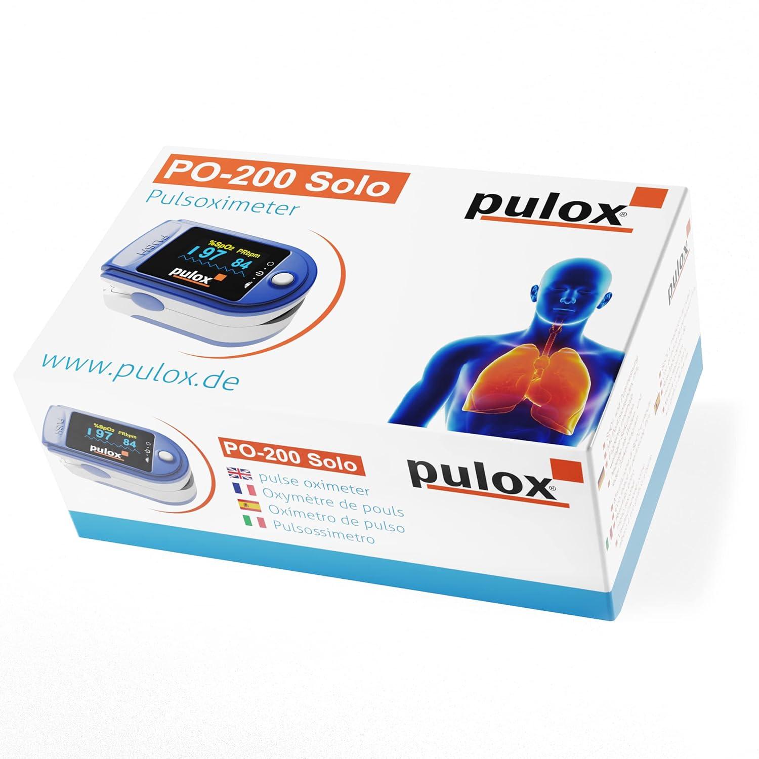Pulse Oximeter PULOX PO-200 Solo - Blue Finger Pulse Oximeter for ...