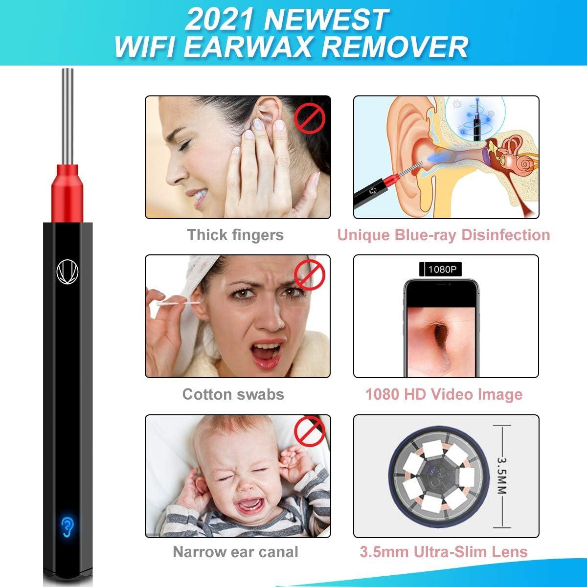 1080P HD Wireless Ear Wax Removal Camera Kit - Waterproof Otoscope Ear ...
