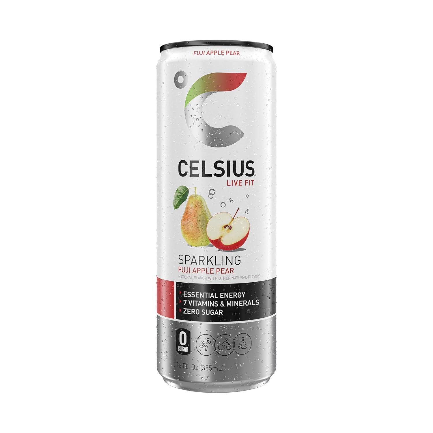 CELSIUS Live Fit Energy Drink - Sparkling Fuji Apple Pear- Pack Of 12 ...