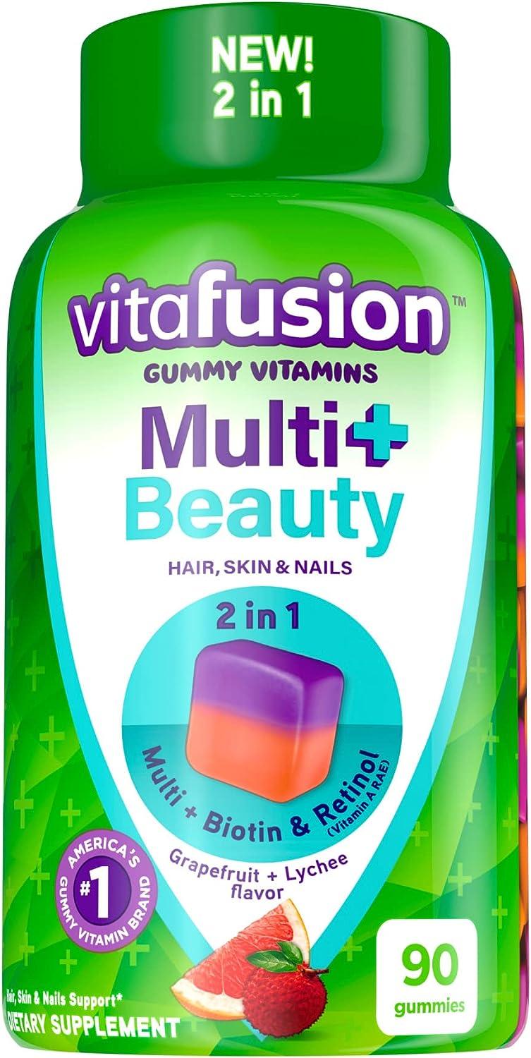 Vitafusion Beauty 2-in-1 Adult Gummy Multivitamin with Hair, Skin ...