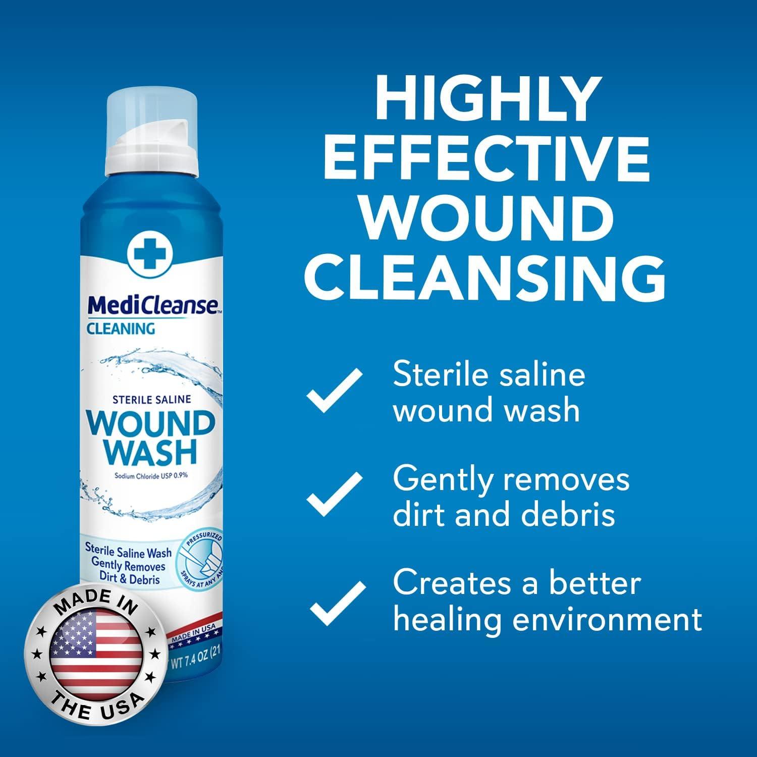 MediCleanse Sterile Saline Wound Wash - 7.4 oz Spray Can | Promotes ...