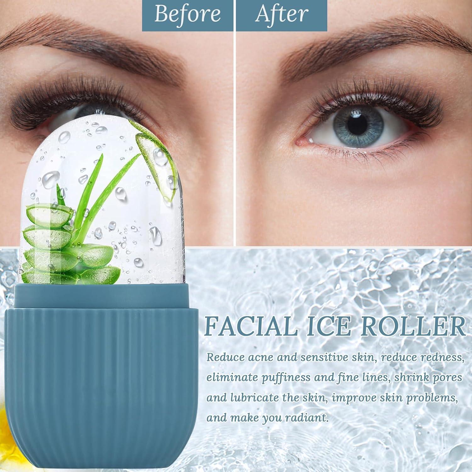 Buy Blue Ice Roller Face - Reusable Silicone Ice Roller for Smooth Eyes ...