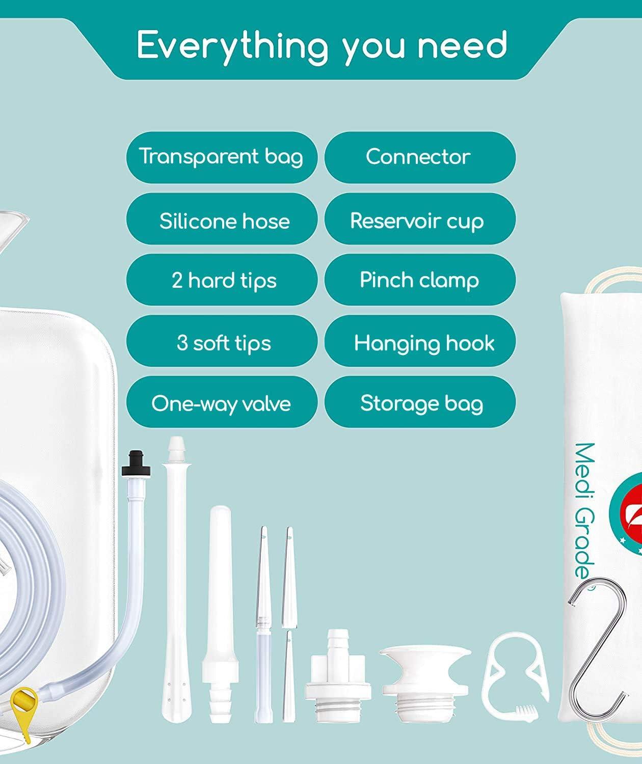 Medi Grade 2L Enema Kit for Adults - Transparent Hands-free Colonic ...