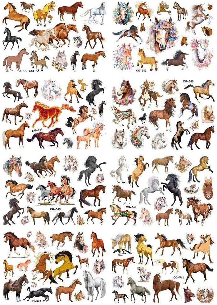 8 Sheets Horses Temporary Tattoos for Kids Horse Party Favors ...