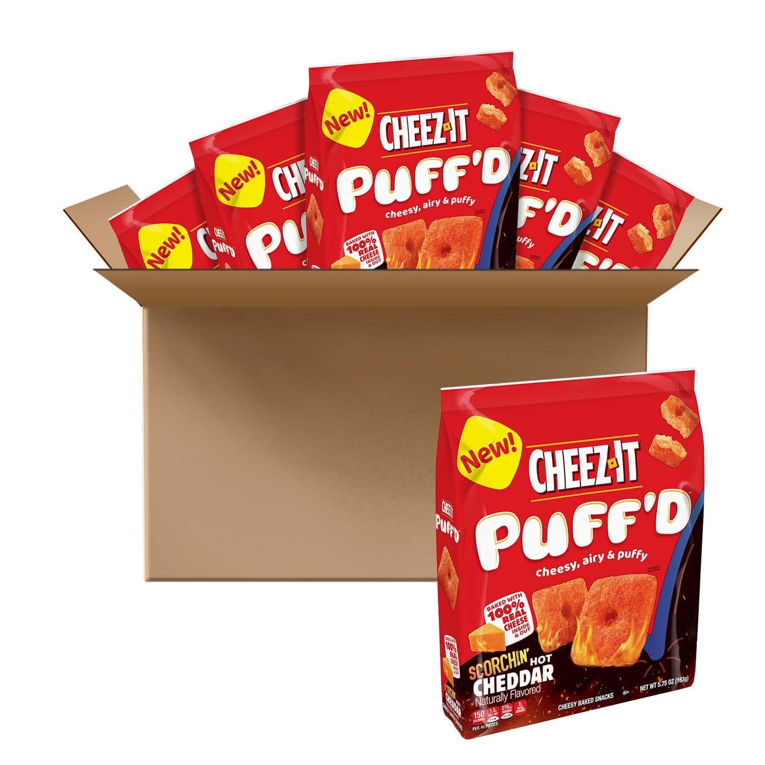 Cheez-It Puff'd Scorchin' Hot Cheddar Snack Crackers - 34oz Case (6 ...