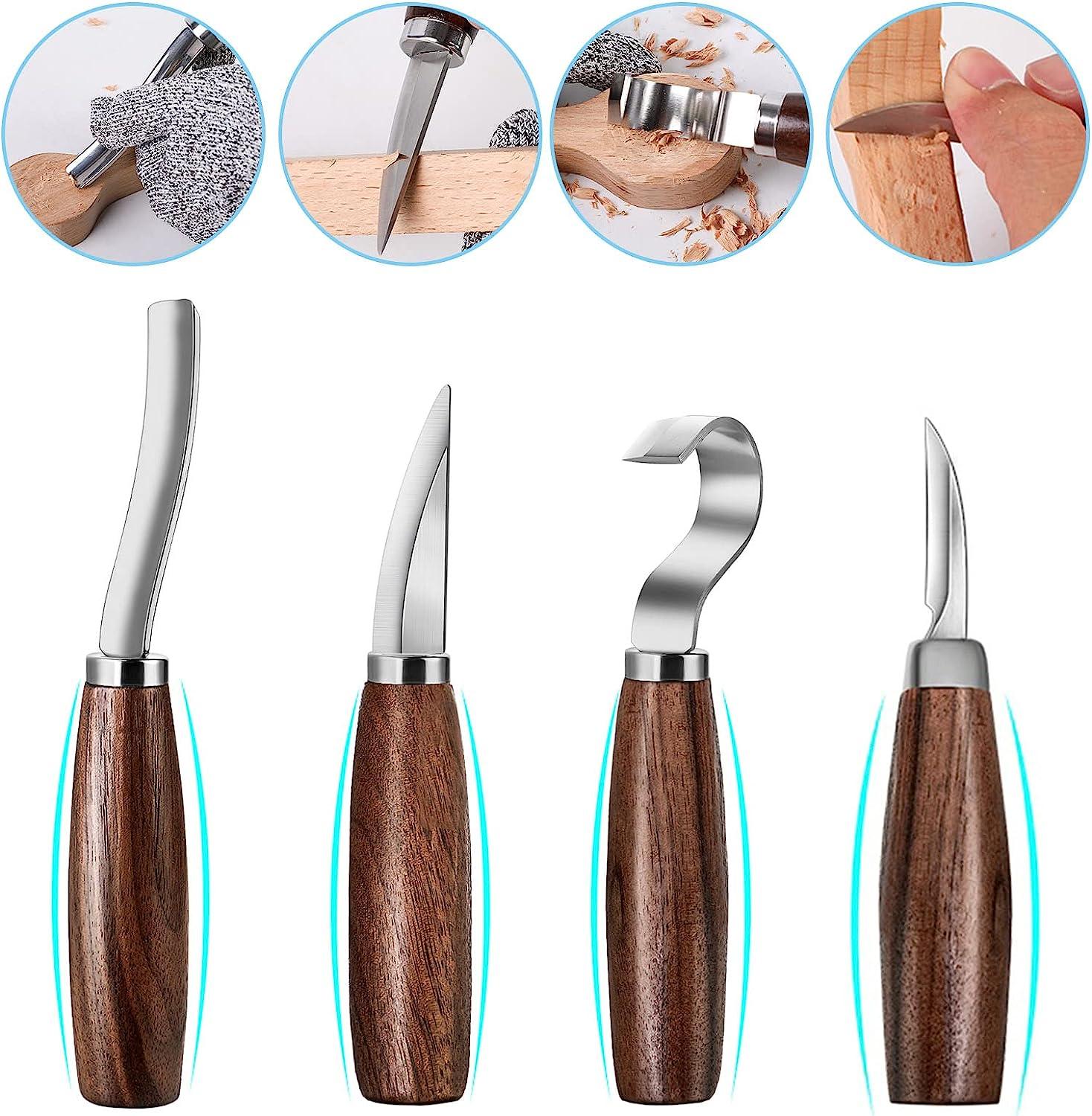 Wood Carving Tools Set with 6pcs SK2 Carbon Steel Knives - Beginner's ...