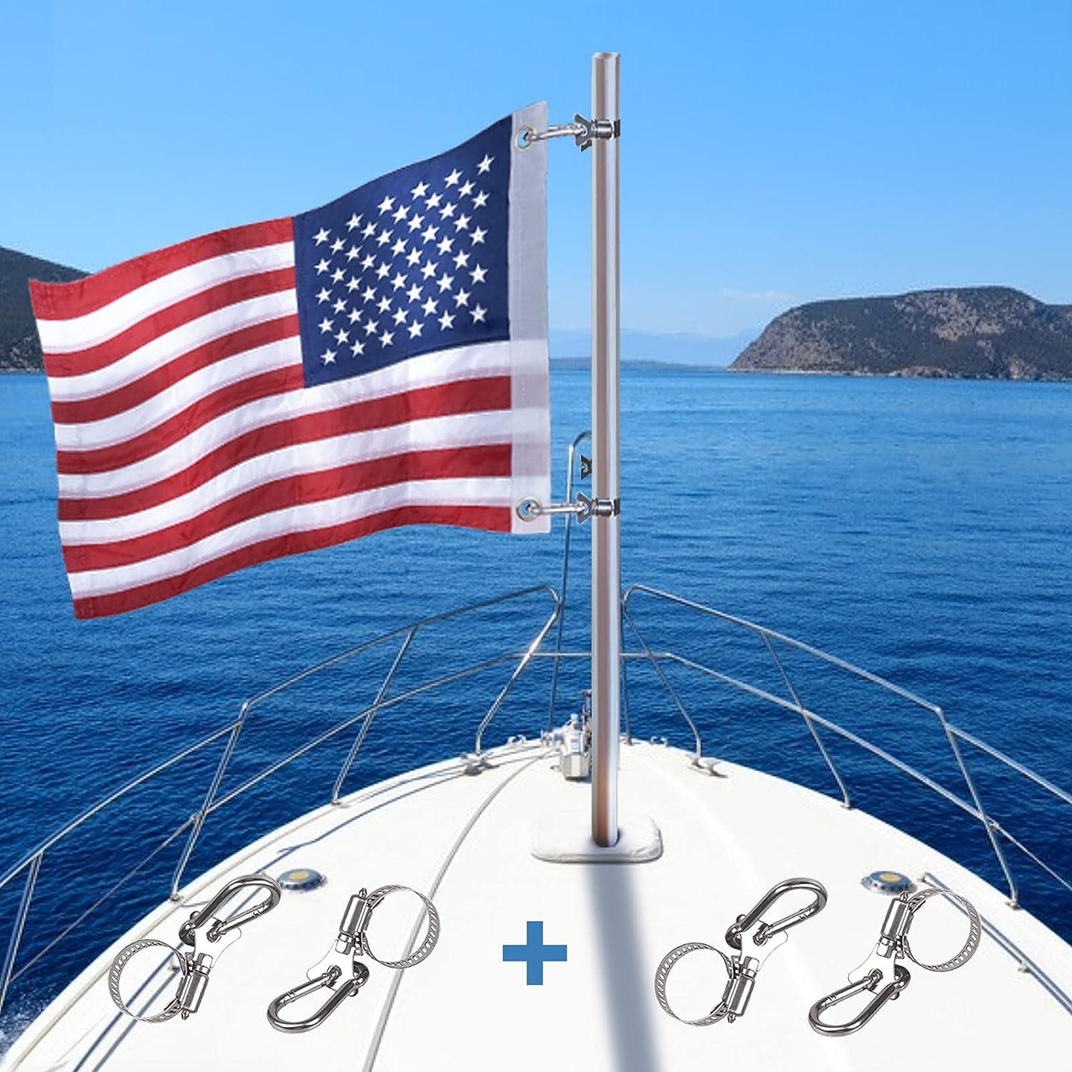 American Boat Flag - 12x18 inch Double Sided Embroidered USA Marine ...