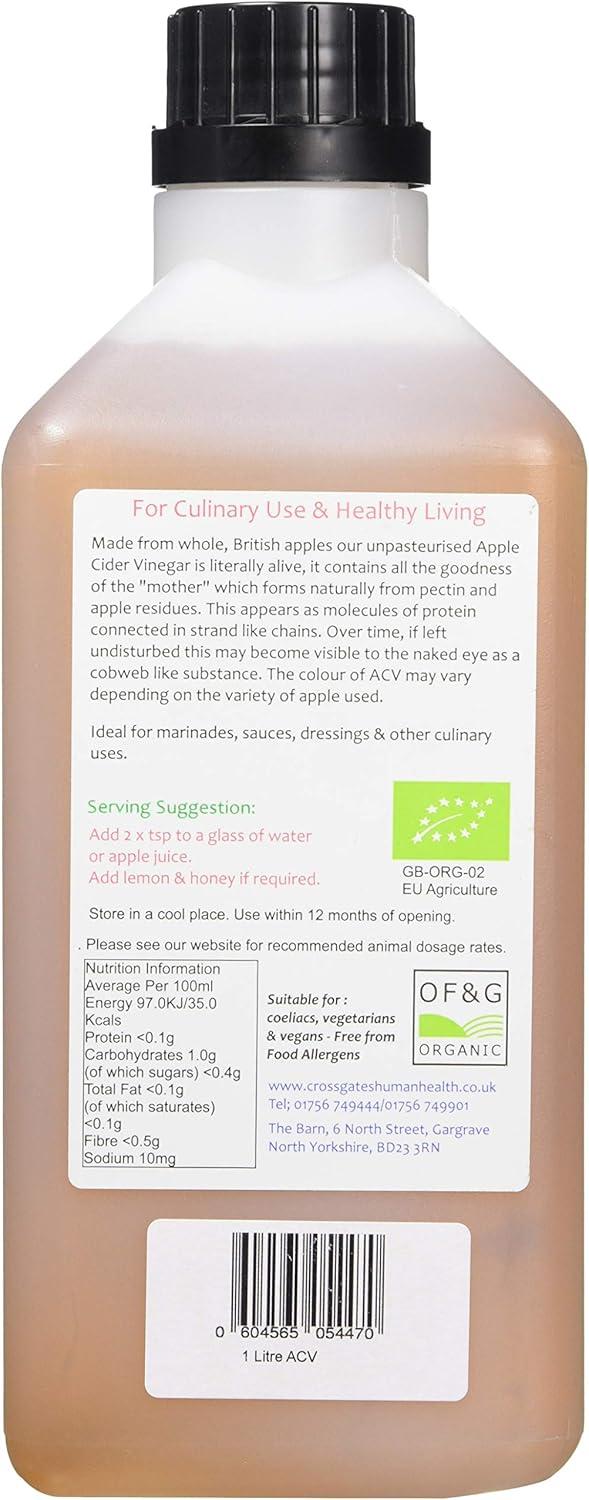 Crossgates Award Winning Apple Cider Vinegar 1 Ltr Raw Unpasteurised ...