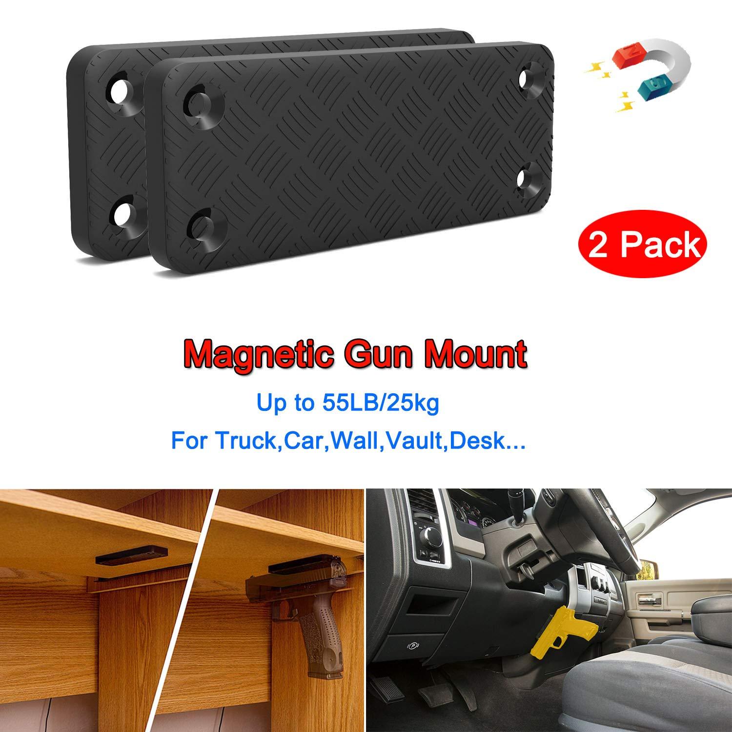 2 Pack Gun Magnet Mount Holder - 55 lb Rating - Rubber Coated ...