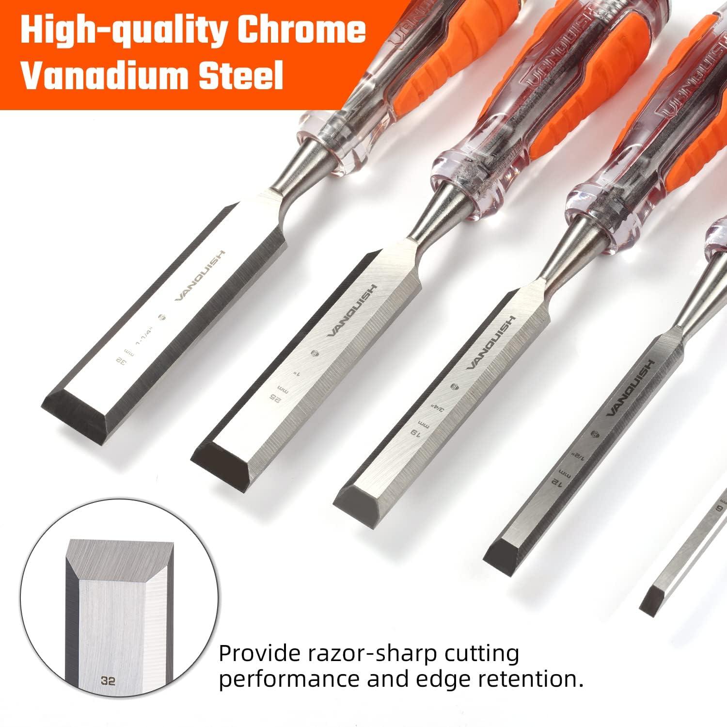 VANQUISH High-Impact Wood Chisel with One-Piece Forged Blade Go-Thru ...
