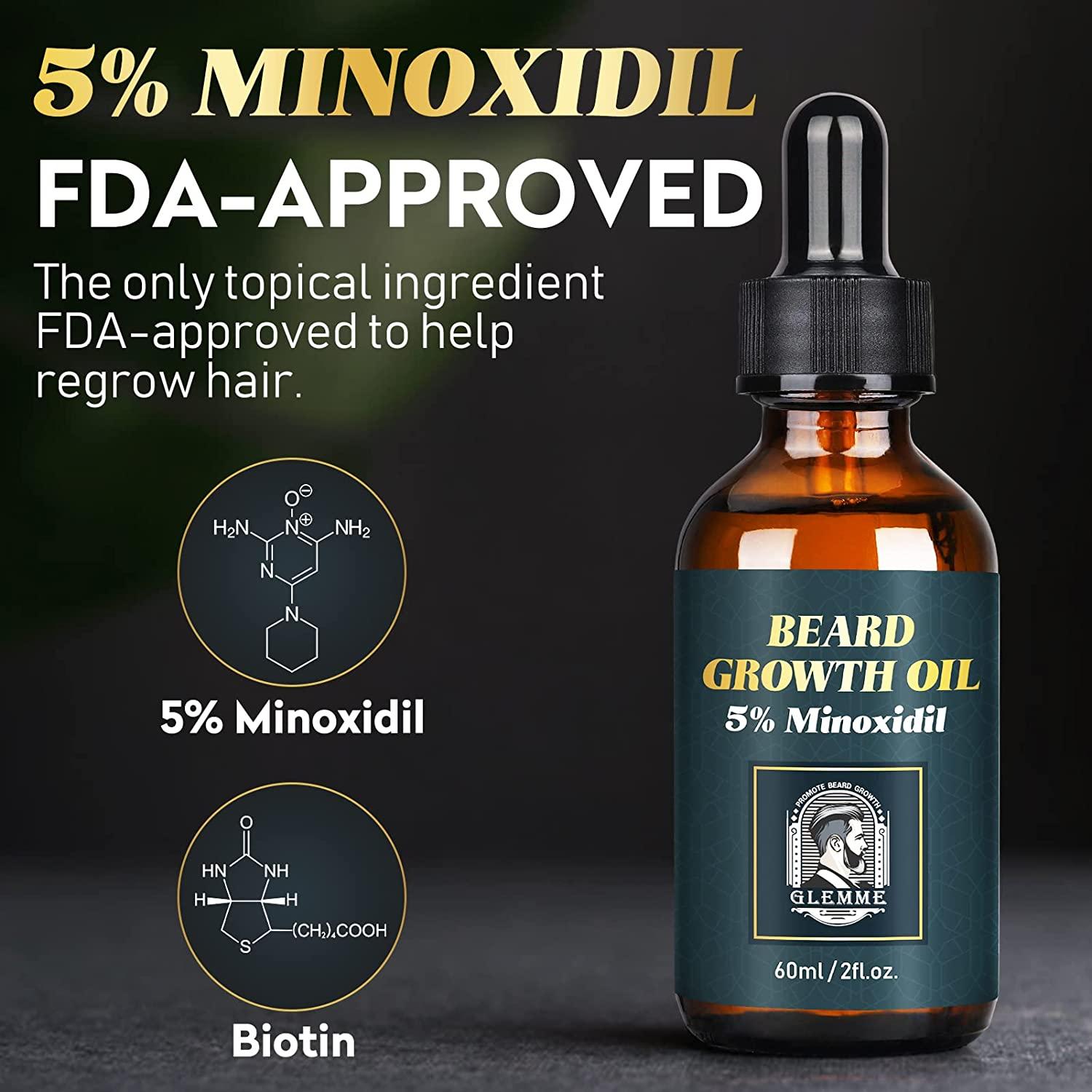 5% Minoxidil Beard Growth Kit with Derma Roller and Growth Oil for Men ...
