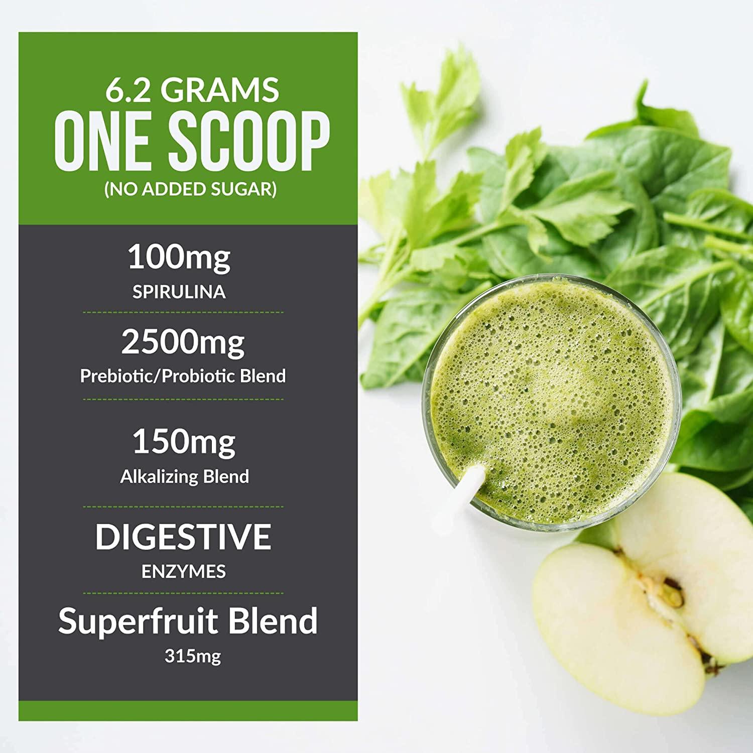 Wild Foods Super Greens Powder - Organic Green Superfood with Digestive ...