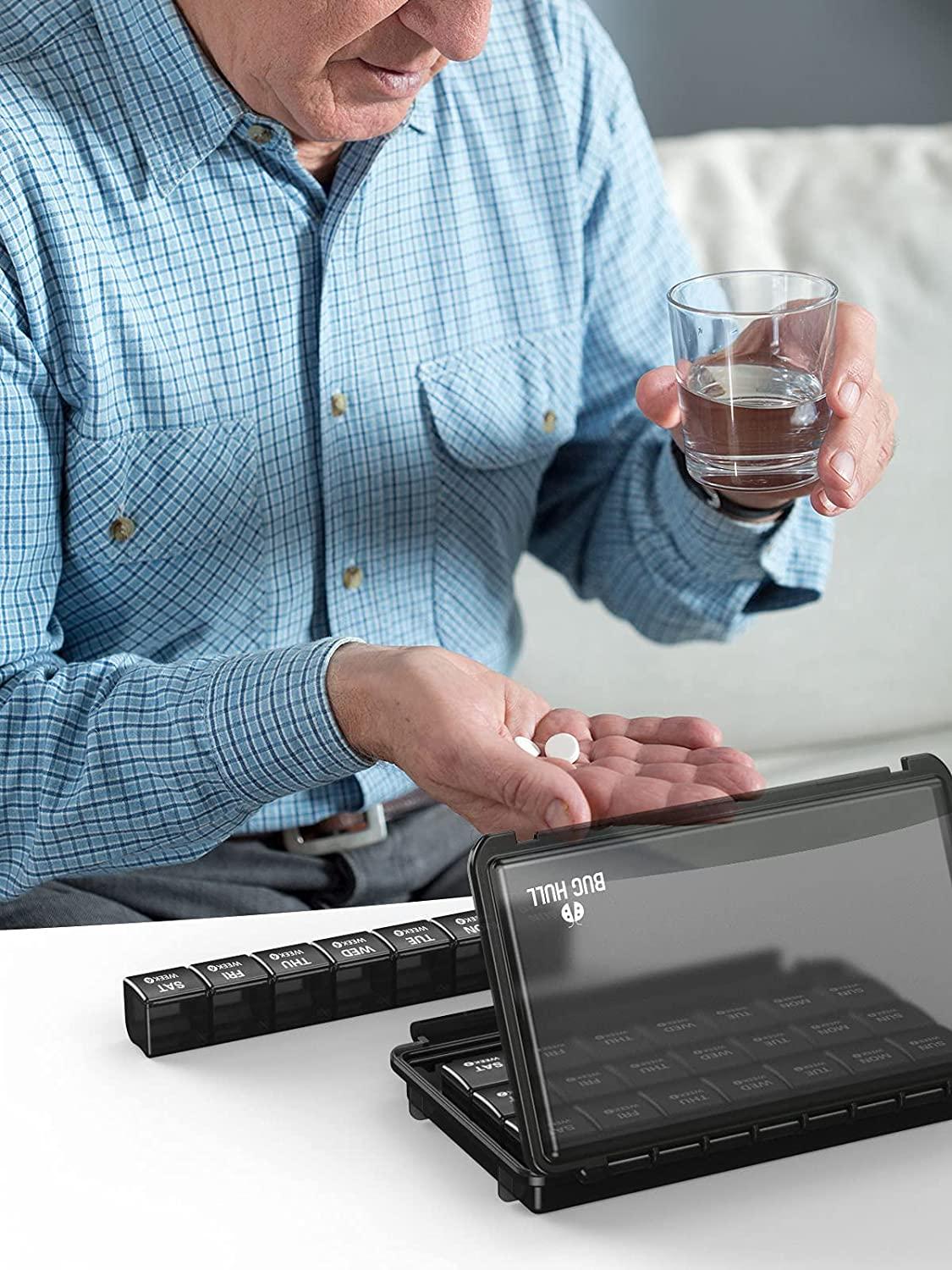 BUG HULL Monthly Pill Organizer - 4 Weeks Large Moisture-Proof Pill Box ...