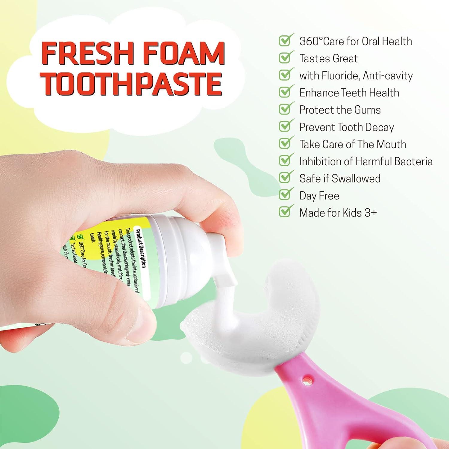 Kids Foam Toothpaste - Natural Formula, Low Fluoride, Watermelon Flavor ...