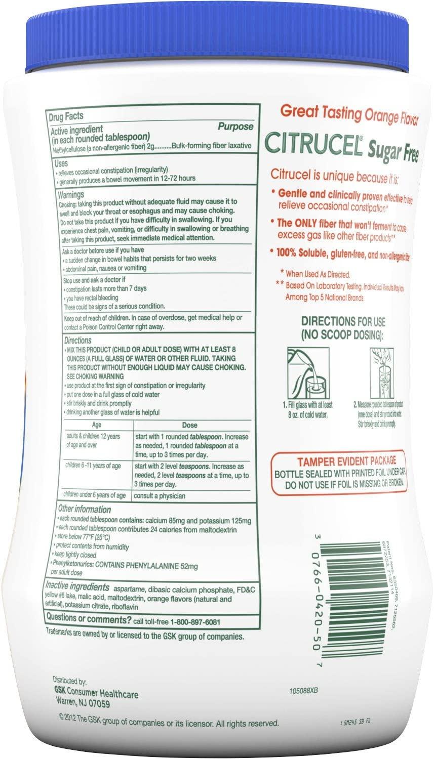 Citrucel Sugar Free Fiber Powder - 32oz, Orange Flavor - Occasional ...