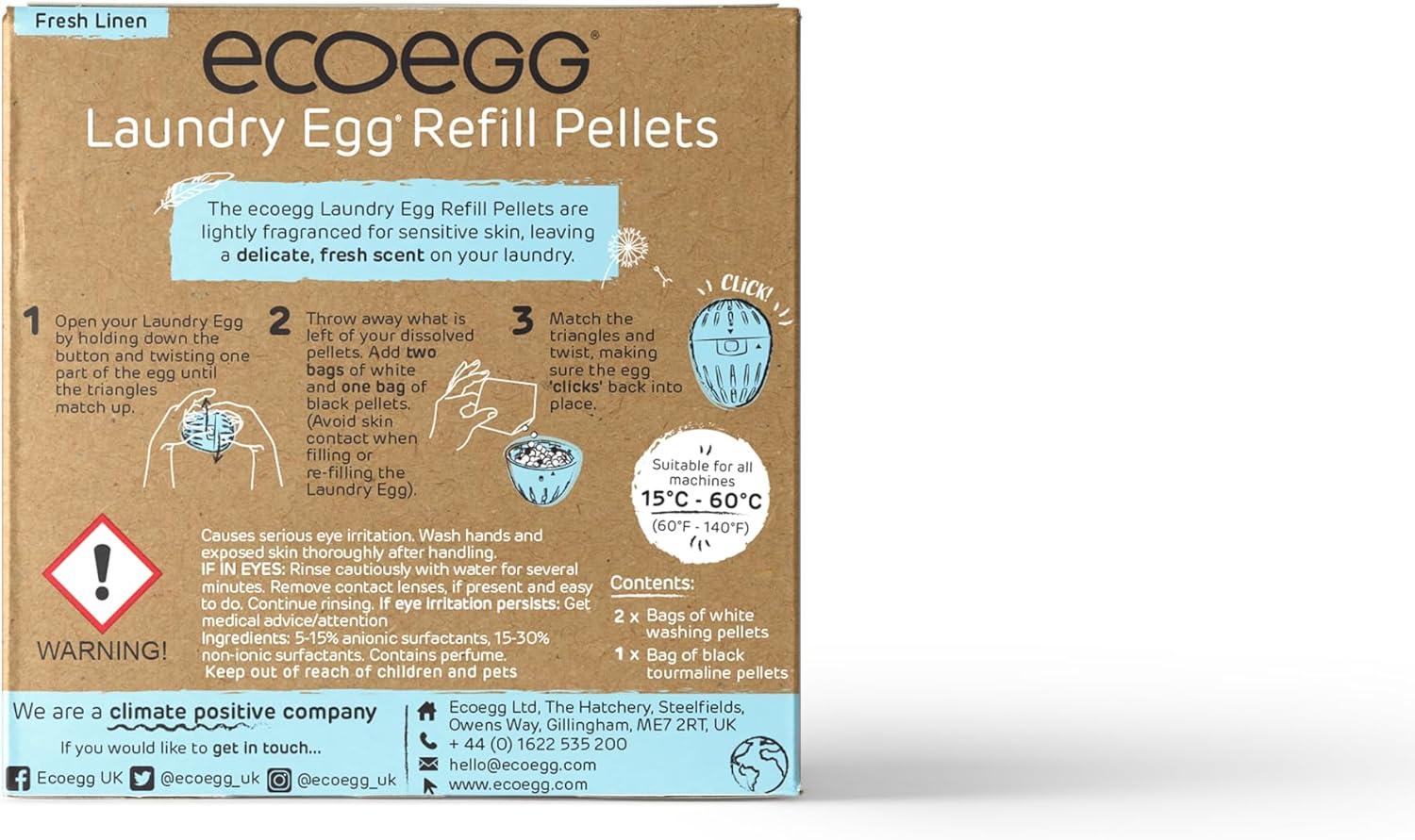 Ecoegg Laundry Egg Refill Pellets 50 Wash - Fresh Linen Scent | Eco ...