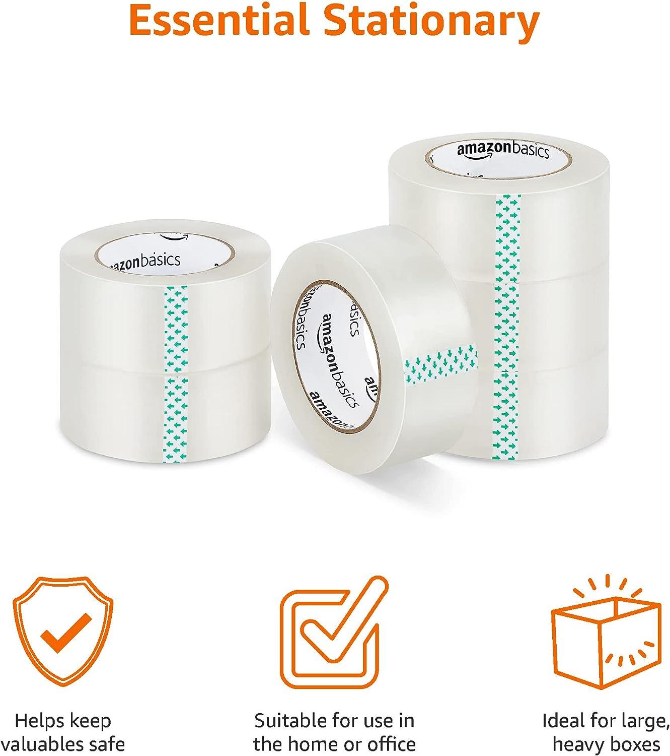 Amazon Basics 1.88-Inch Packing Tape, Clear - 6-Pack for Moving ...