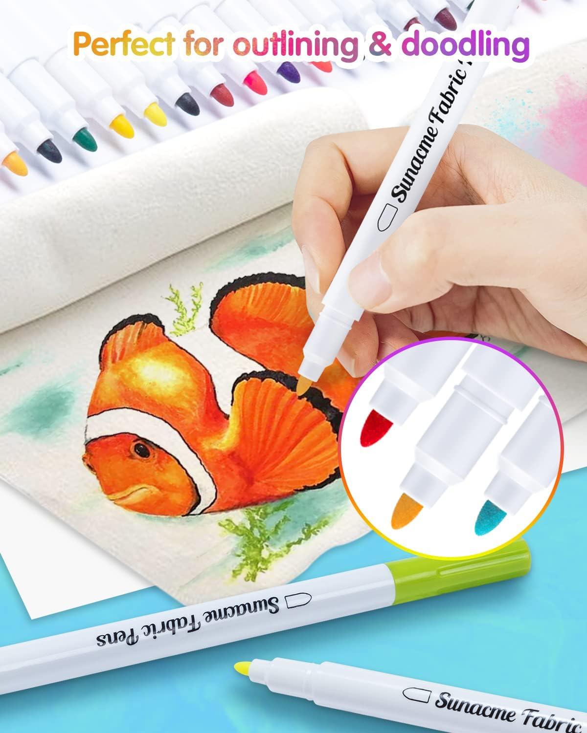 Sunacme Fabric Markers Pen Set - 32 Colors, Permanent Paint Pens for ...