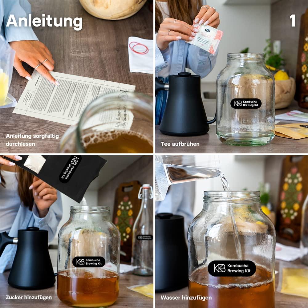 Kombucha Brewing Kit Bio | Starter Set with SCOBY Fermentation Vessel ...