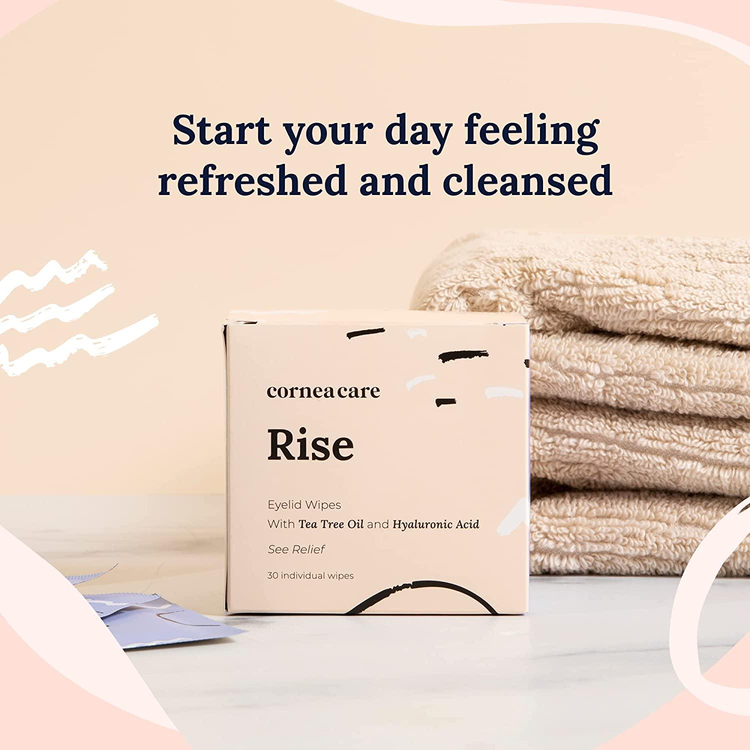 Cornea Care Rise Eyelid Wipes with Tea Tree Oil & Hyaluronic Acid - 30 ...