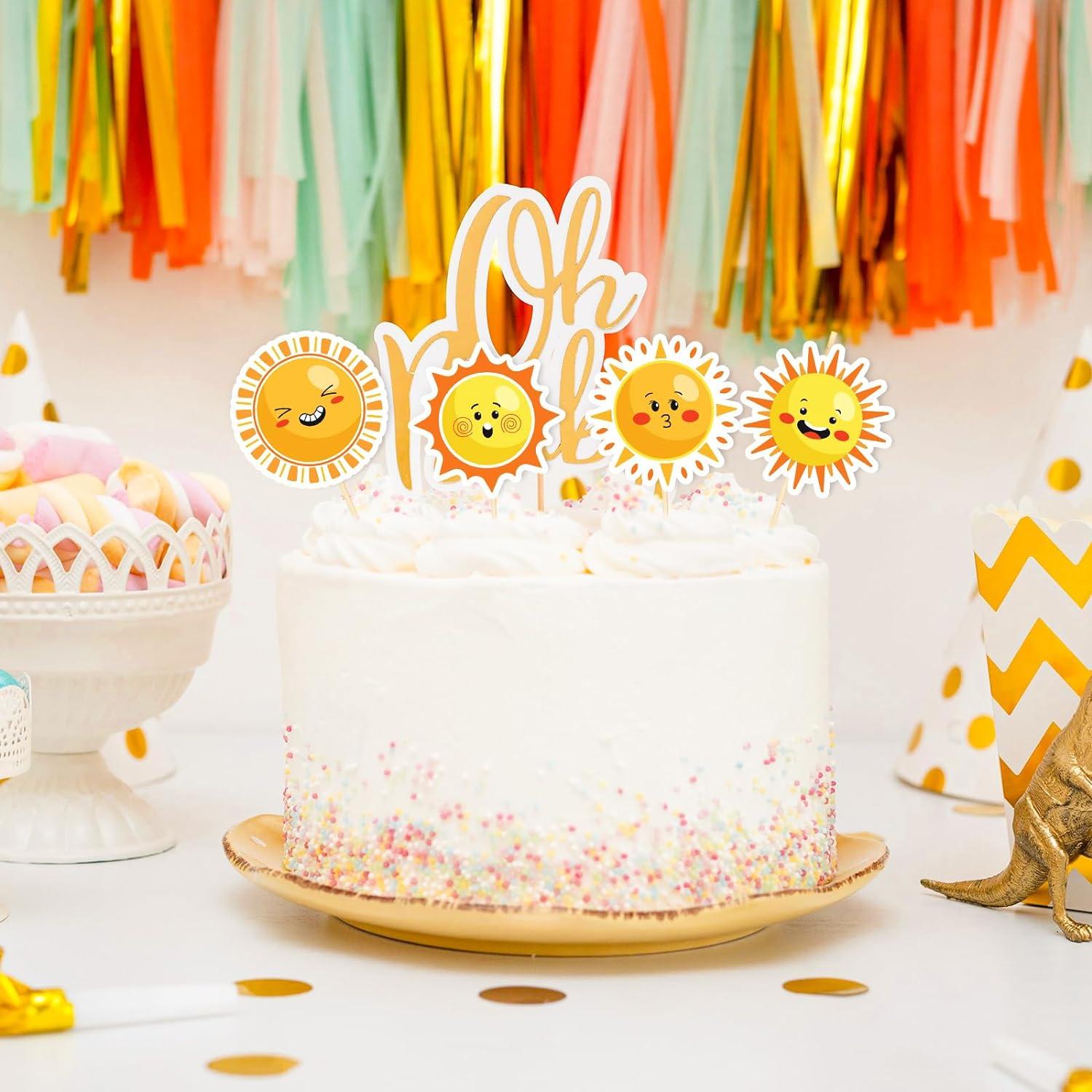 JarThenaAMCS 48Pcs Sun Cupcake Topper Weather Theme Funny Cartoon Sun ...