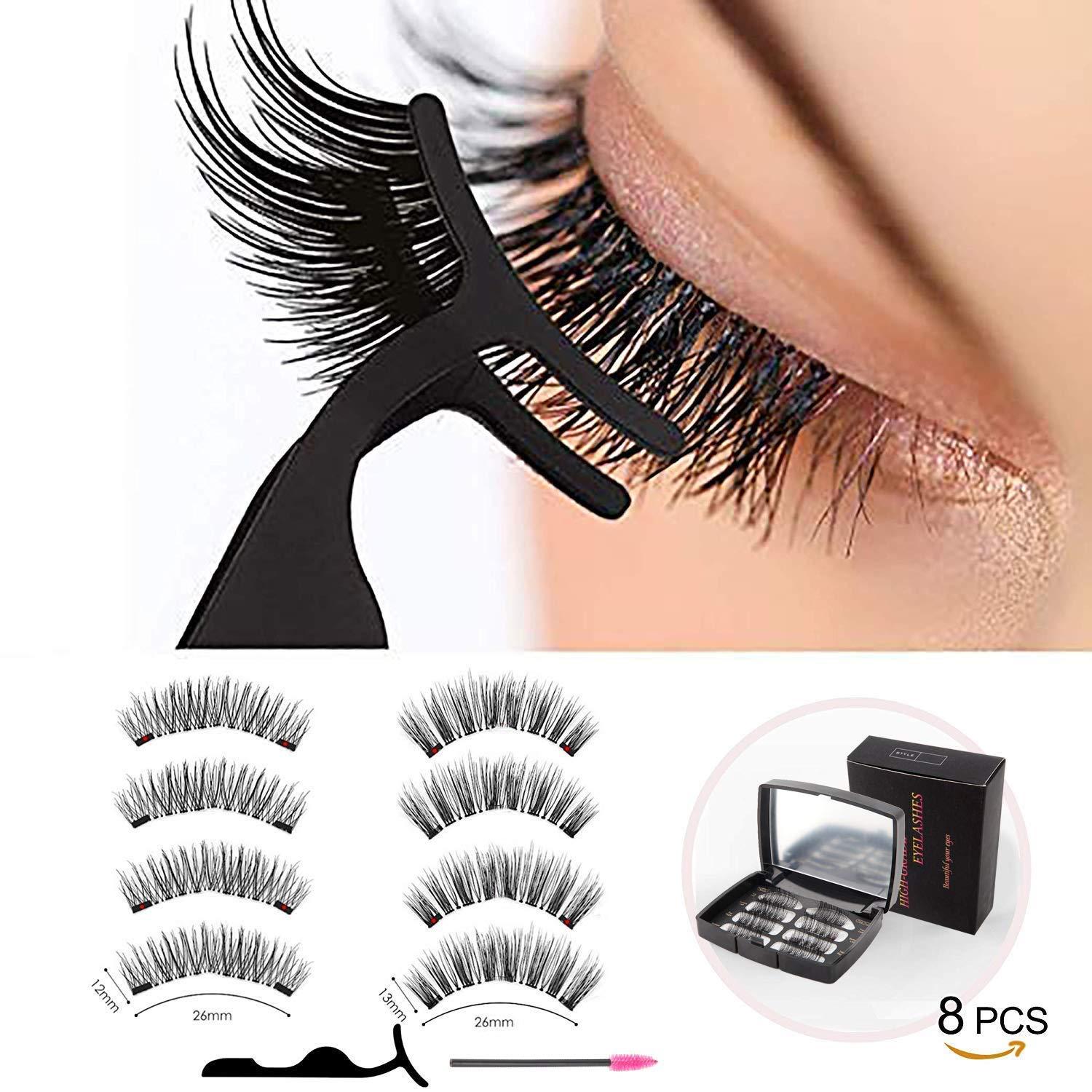 Magnetic Eyelashes - Reusable 3D False Lashes with 3 Magnets Soft ...